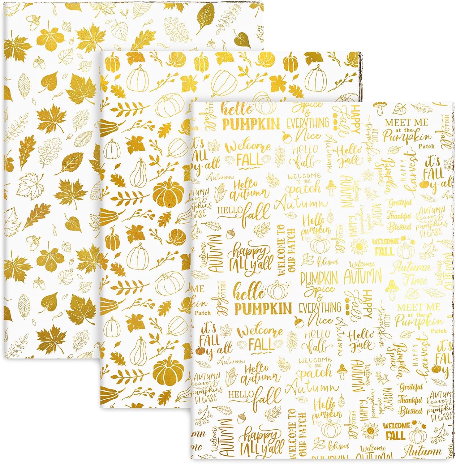 Amazon.com: AnyDesign 90 Sheet Fall Thanksgiving Tissue Paper Foil Gold ...
