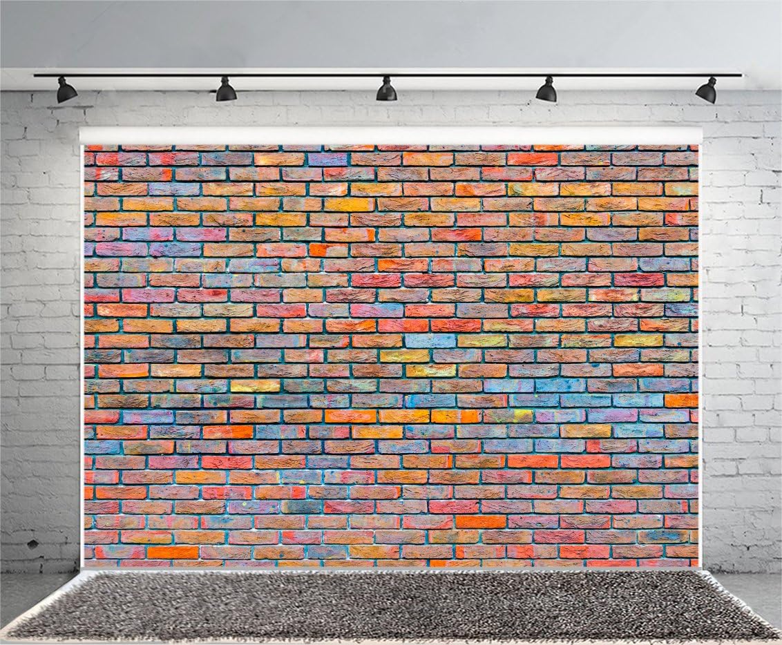 Amazon.com : Yeele 5x4ft Colored Brick Wall Backdrop Vinyl Cloth ...