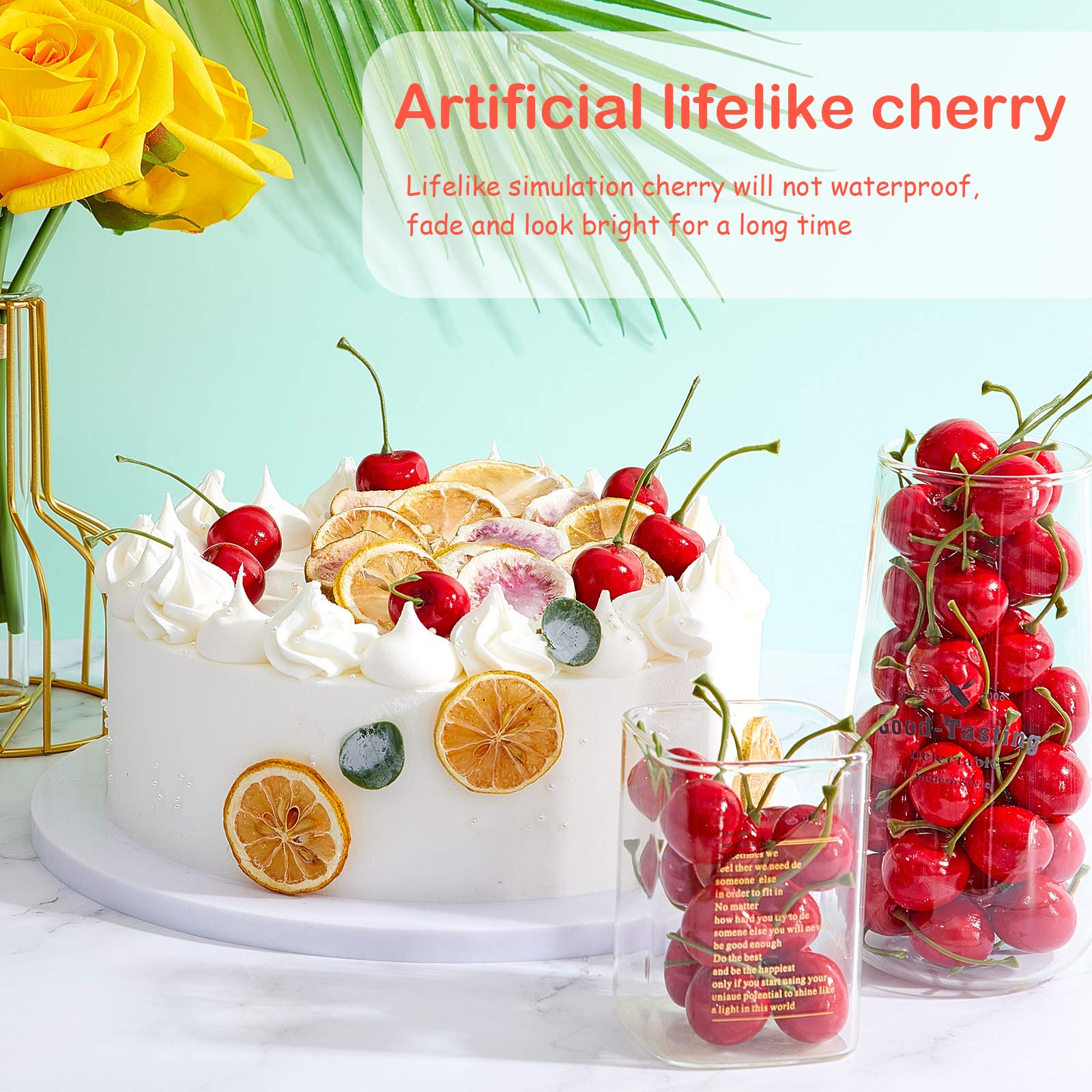 Snapklik.com : Skylety 30 Pieces Fake Cherries Artificial Fruit ...