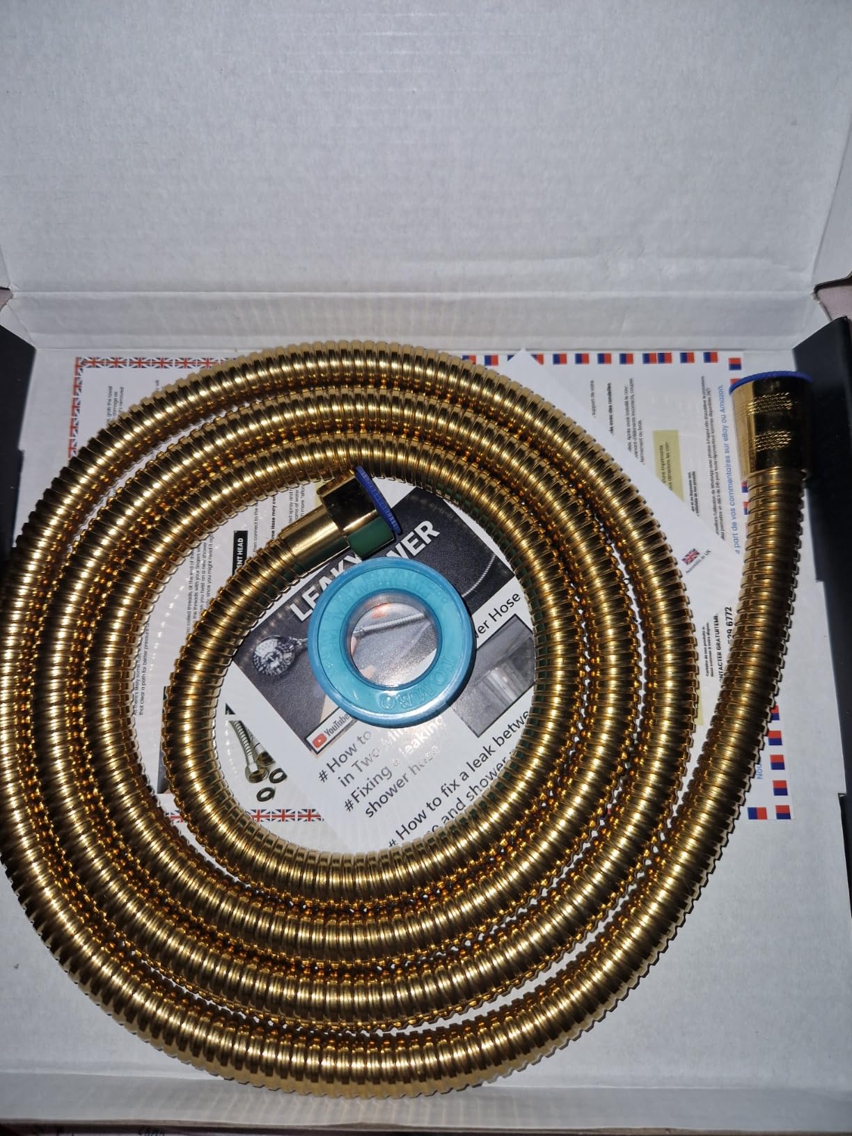 Gold Shower Hose Stainless Steel Shower Bath Extension Replacement Part ...