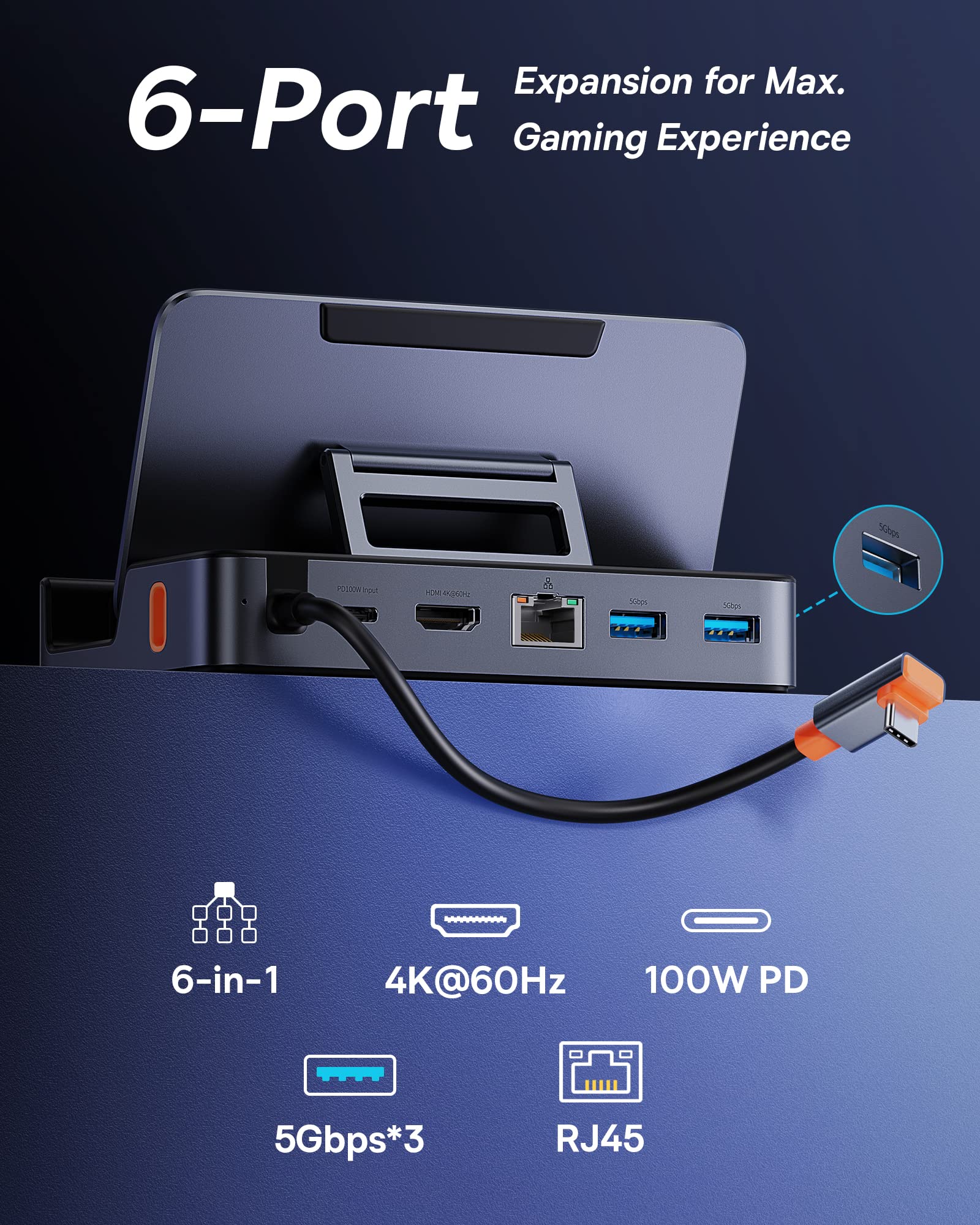 Buy Baseus Steam Deck Dock, 6-in-1 Docking Station with HDMI 2.0 4K ...