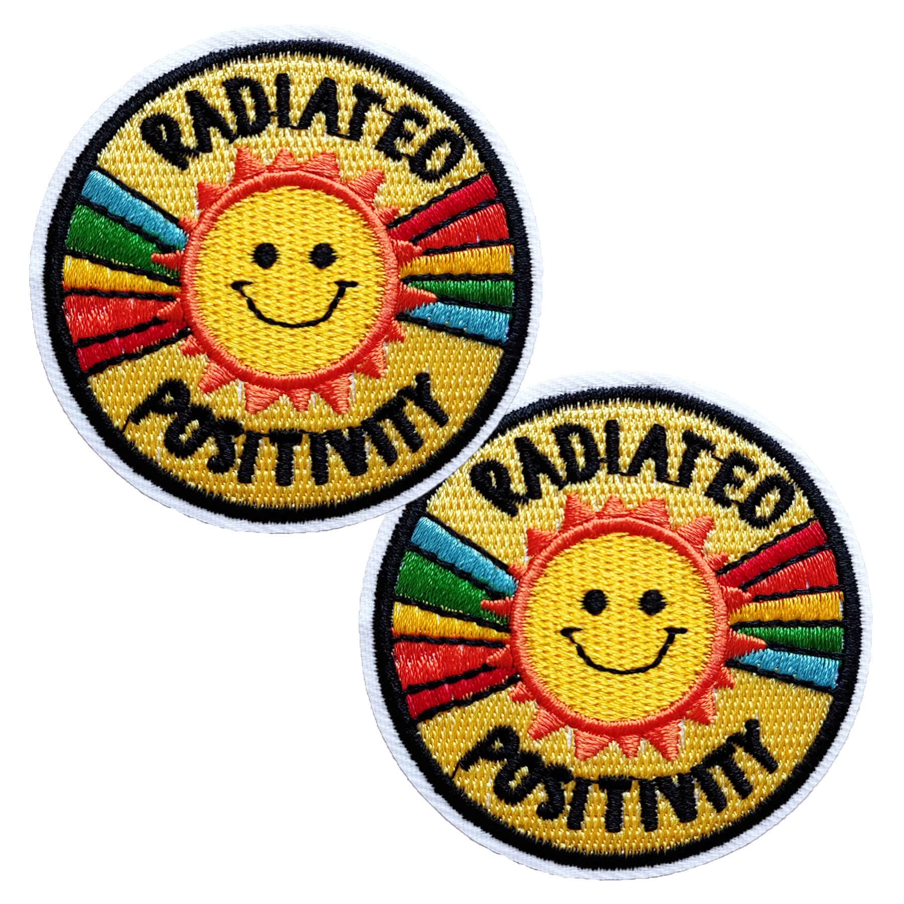 Amazon.com: Round Rainbow Iron-on Patch, 2PCS Radiateo Positivity Smile ...