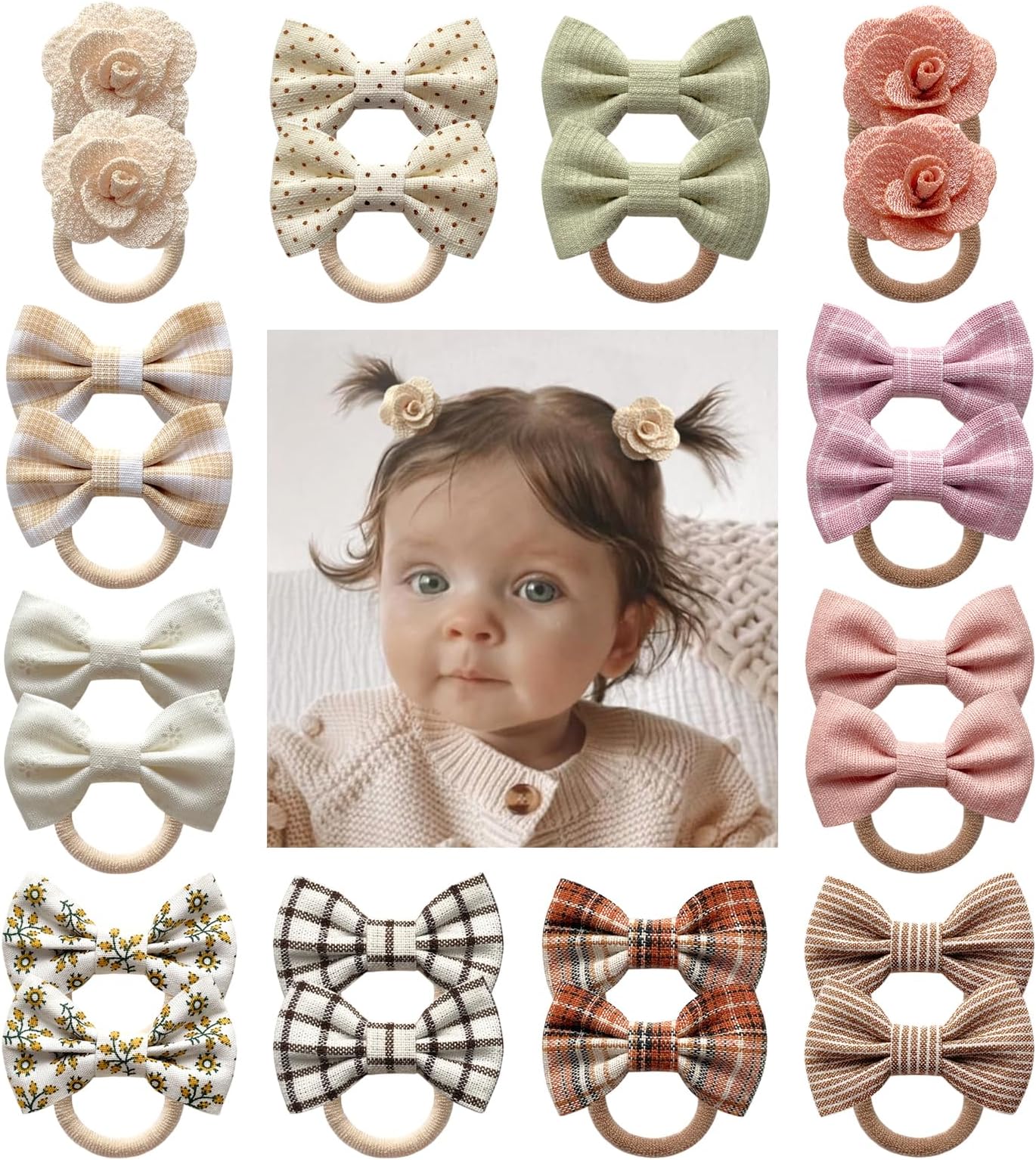 Amazon.com: Baby Hair Ties with Bows for Toddler - 2 Inch Elastic ...