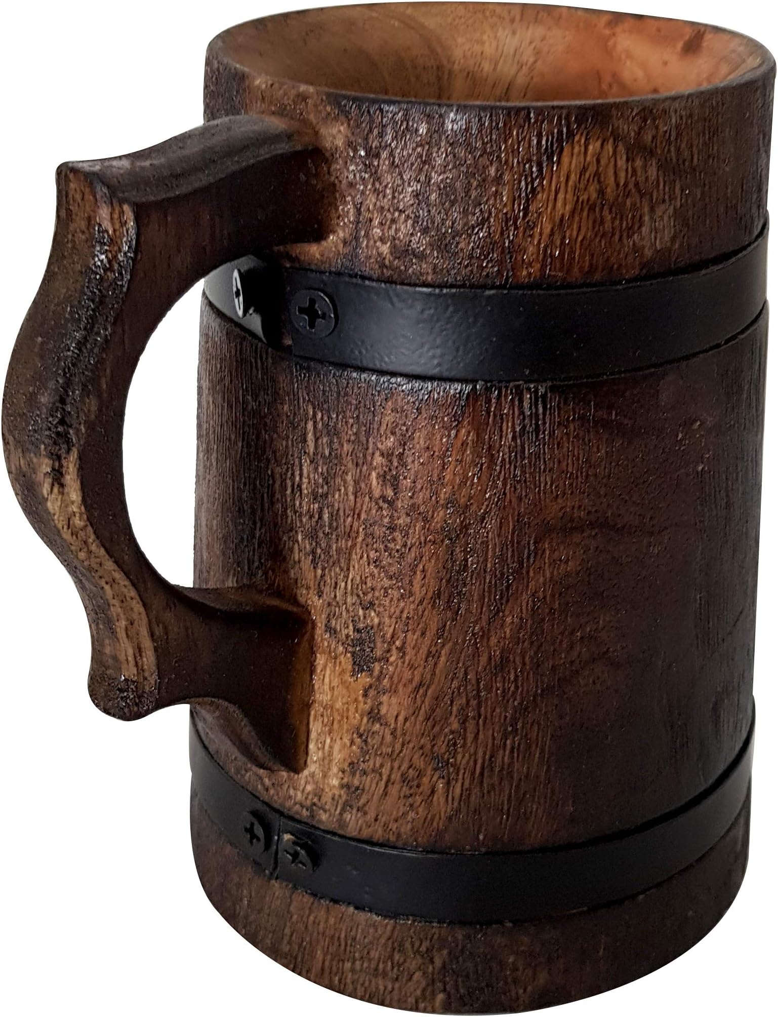 Amazon.com | GoCraft Wooden Beer Mug | Handmade Burnt Wood Mugs for Men ...