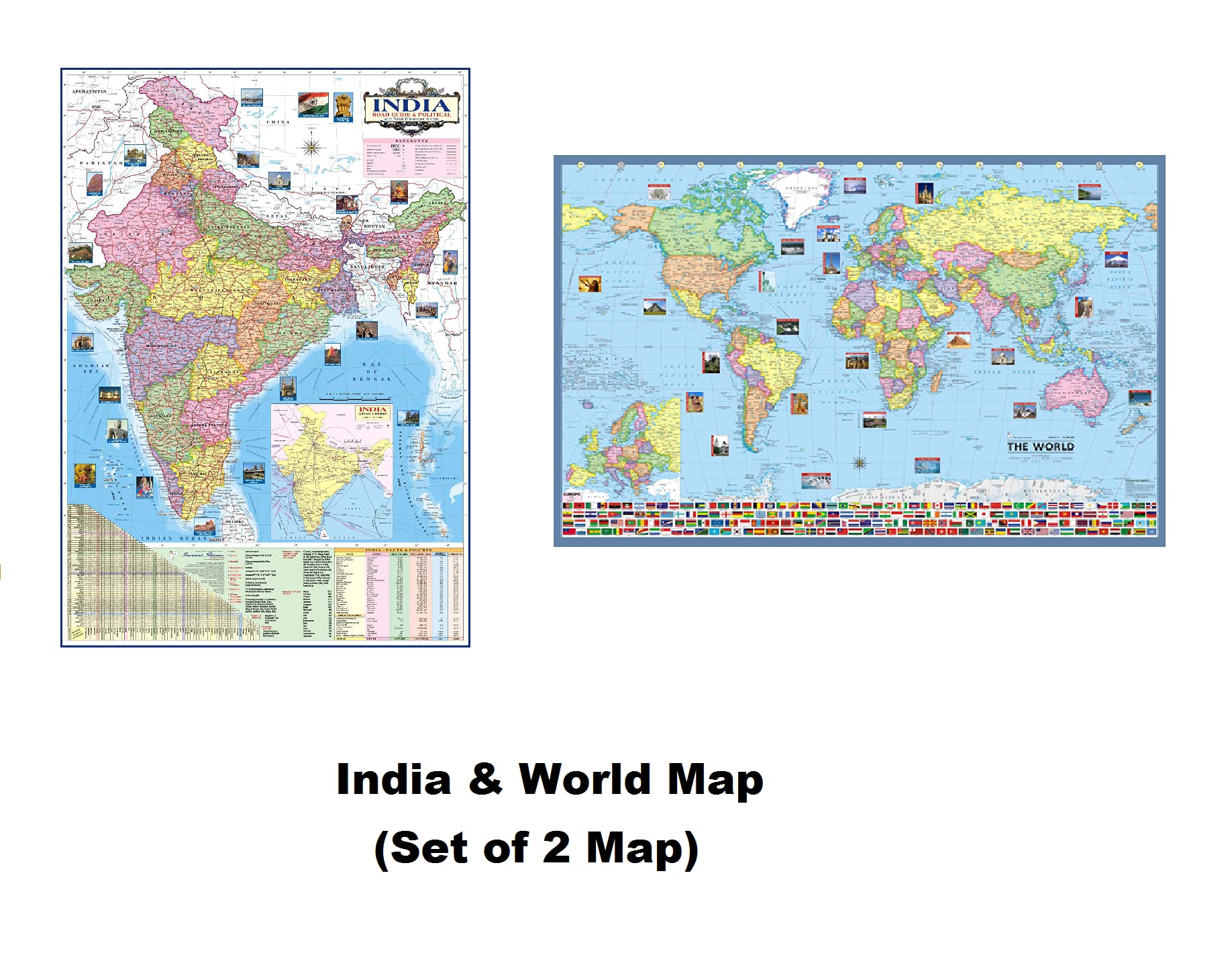 India And World Political Map Pack Of 2 Both Map | Desertcart Bahamas