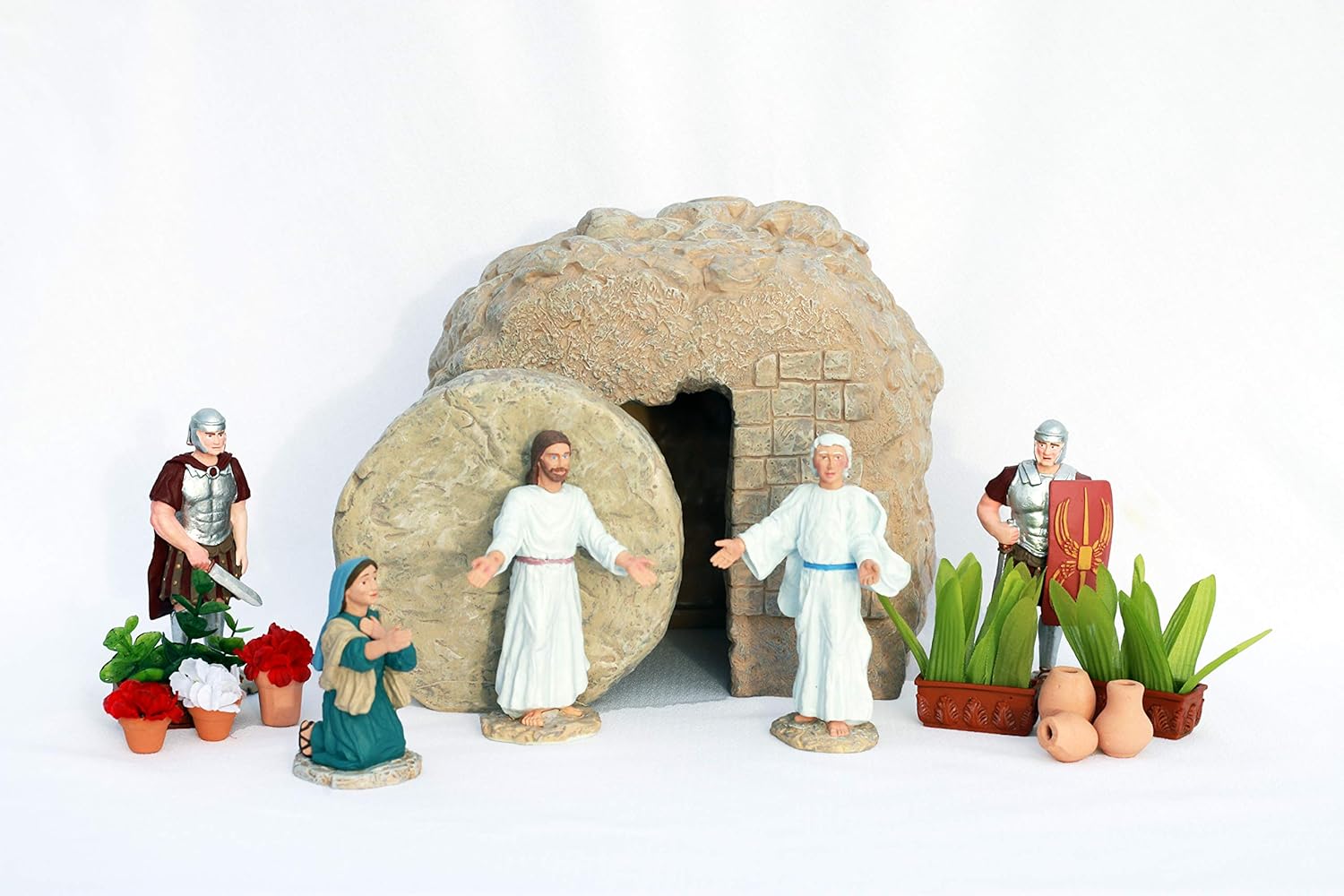 Easter Creche Resurrection Scene/Display - 7 Piece Set + Garden ...