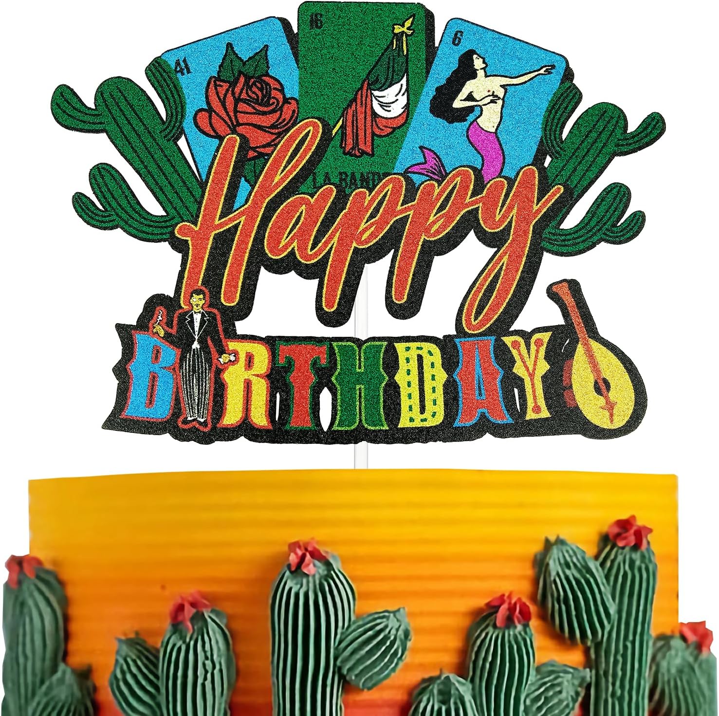 Amazon.com: Mexican Loteria Cards Cake Topper, Mexican Bingo Game Theme ...