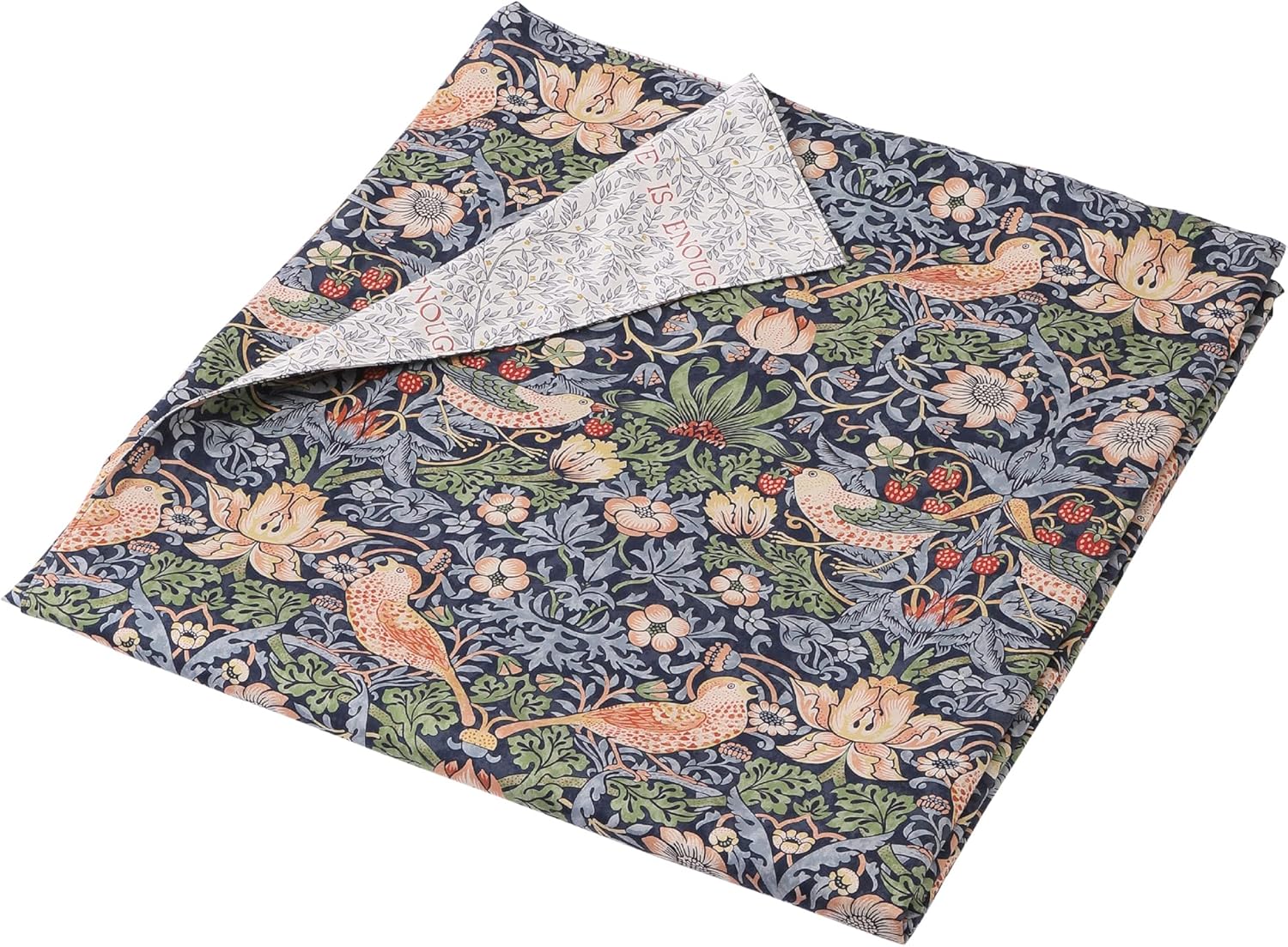 Amazon｜nishikawa【西川】 掛け布団カバー ダブル 綿100% モリスギャラリー いちご泥棒 着脱簡単なクイックスナップ リバーシブル 洗える 日本製 ネイビー ...