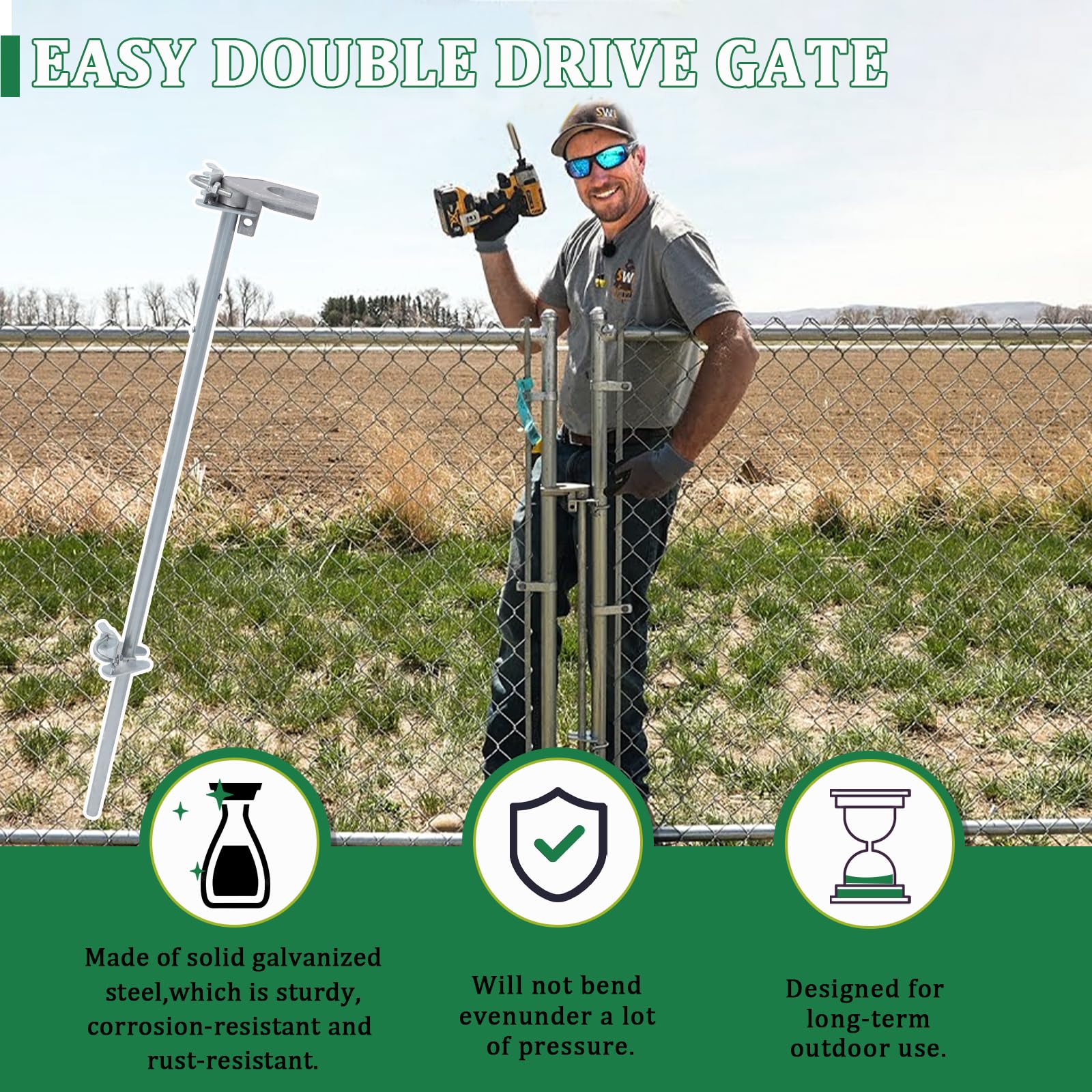 Snapklik.com : 36" Chain Link Drop Rod For Double Gate,Heavy Duty Pull ...