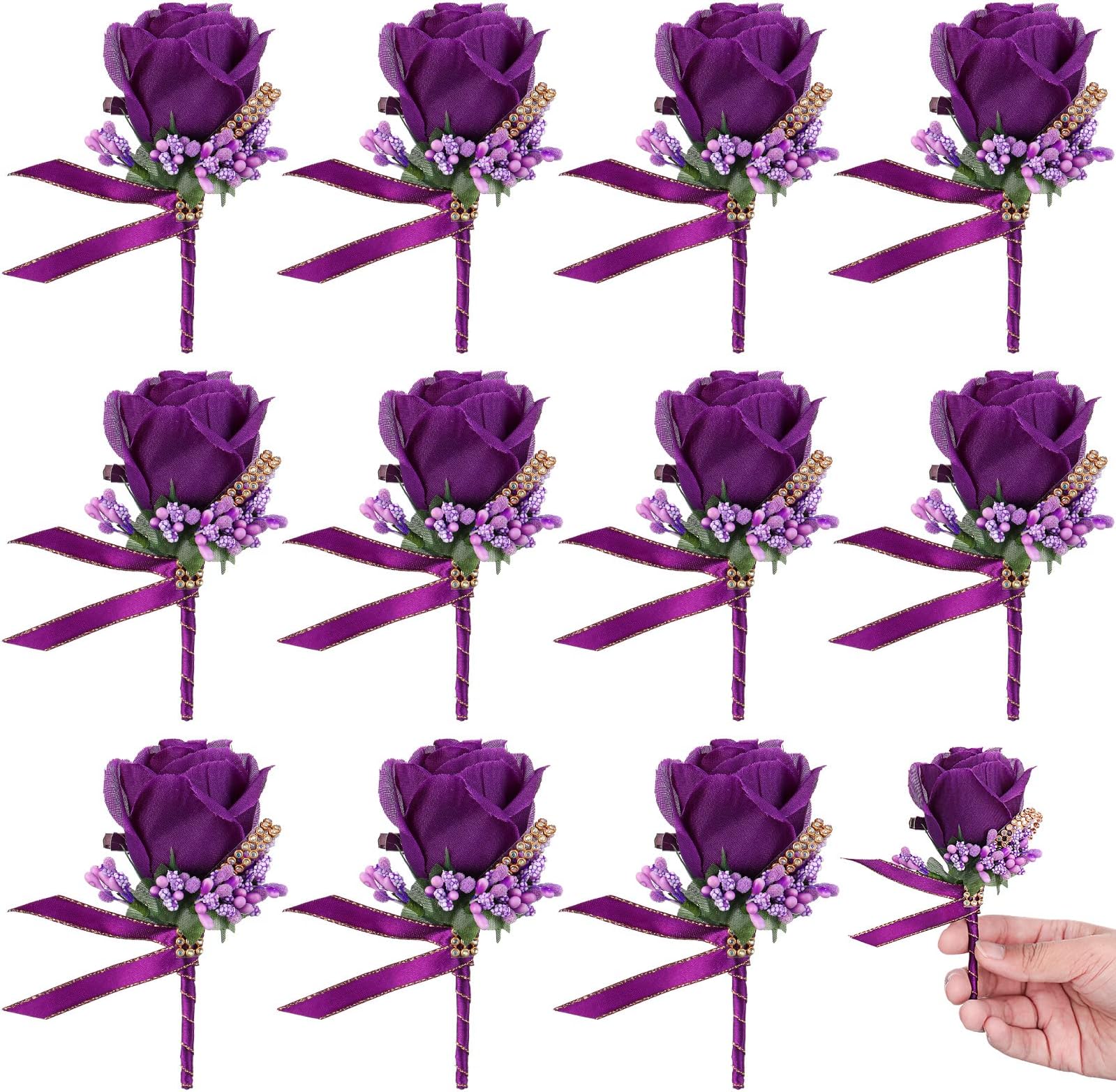 Amazon.com: Geosar 20 Pcs Wedding Boutonniere for Men Rose Boutonnieres ...
