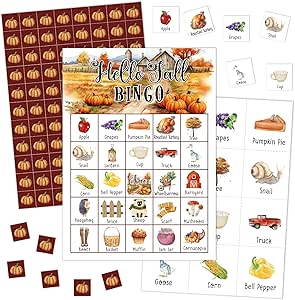 Amazon.com : Hello Fall Bingo Games for Adults, Fall Harvest Bingo ...