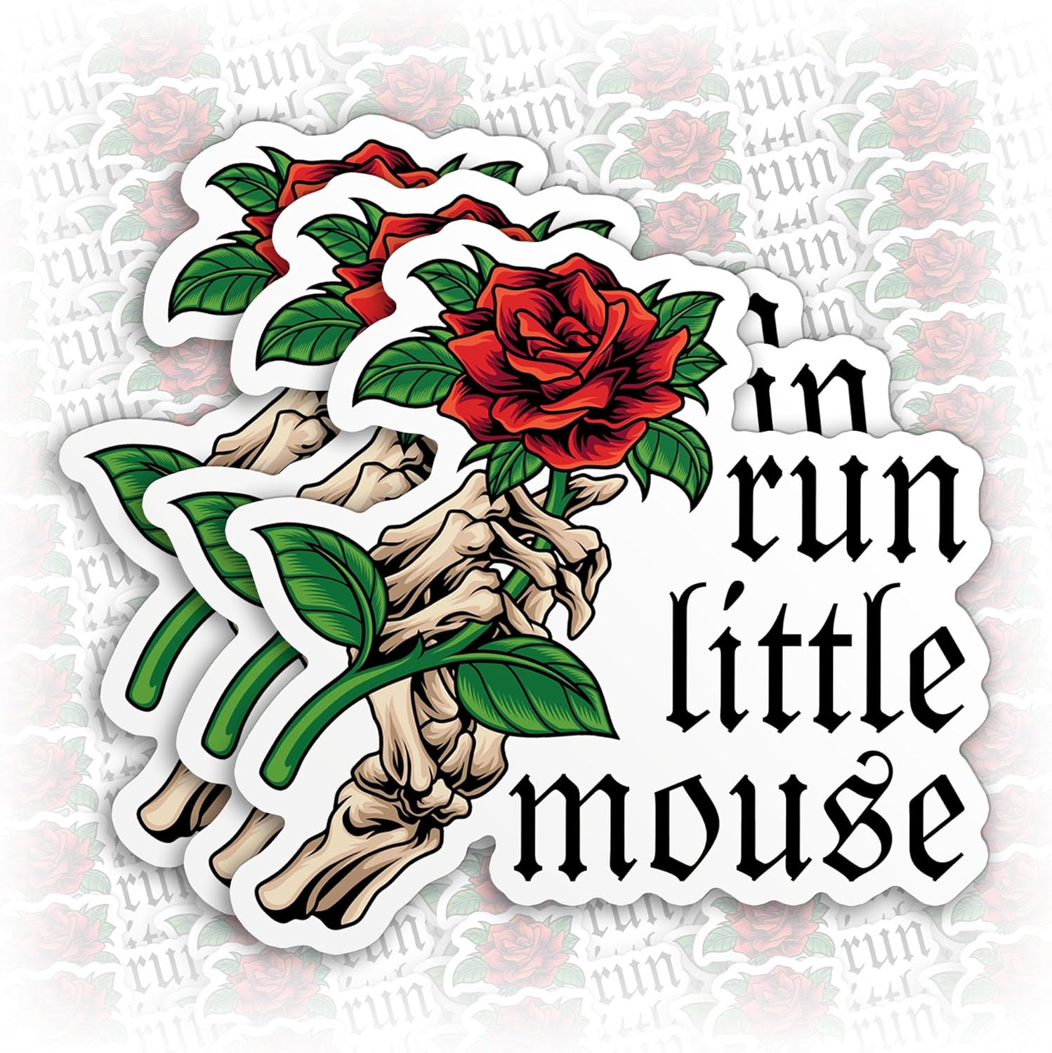 Amazon.com: (3Pcs) Run Little Mouse Sticker Skeleton Rose Haunting ...