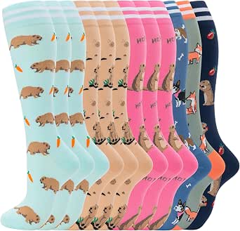 Amazon.com: fenglaoda Compression Socks for Women Men 12 Pairs Cute ...