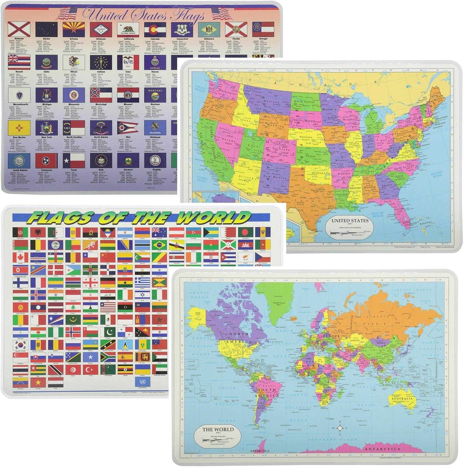 Amazon.com: Painless Learning Educational Placemats for Kids USA Map ...