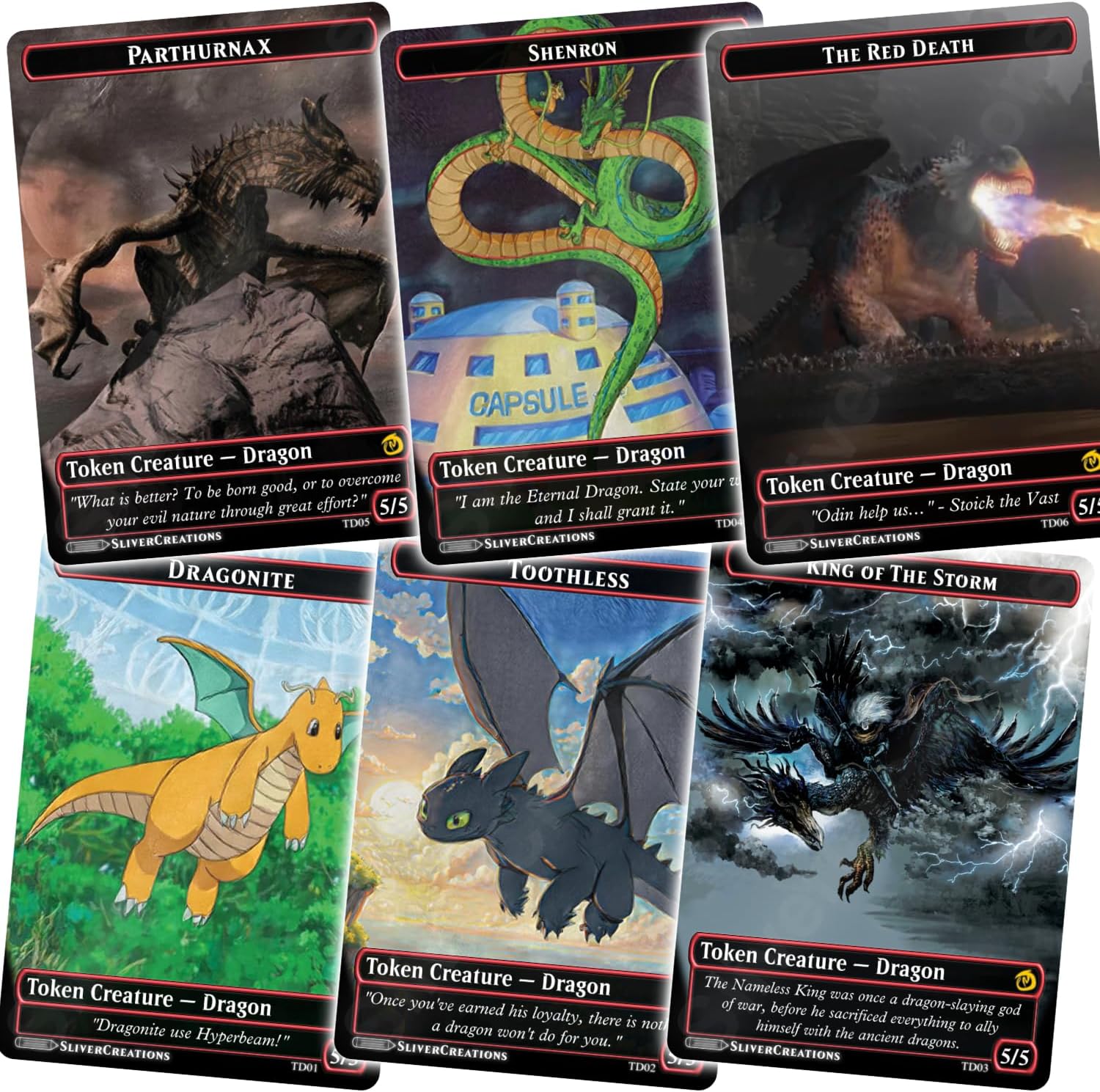 Amazon.com: SliverCreations Magic The Gathering [Dragon Token Set 5/5 ...