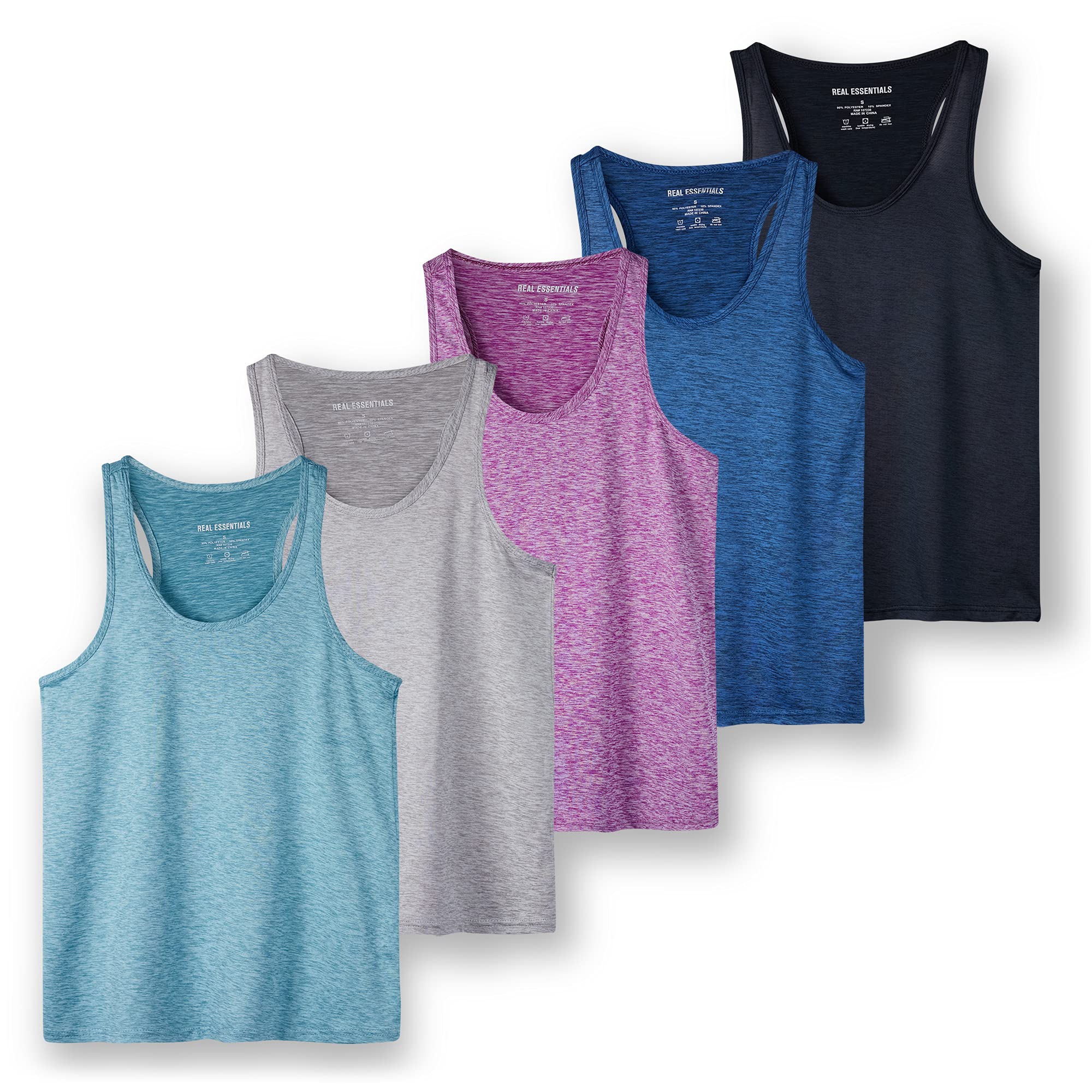 2XL 5-Pack Women's Racerback Tank Top Dry-Fit Athletic Performance Yoga ...