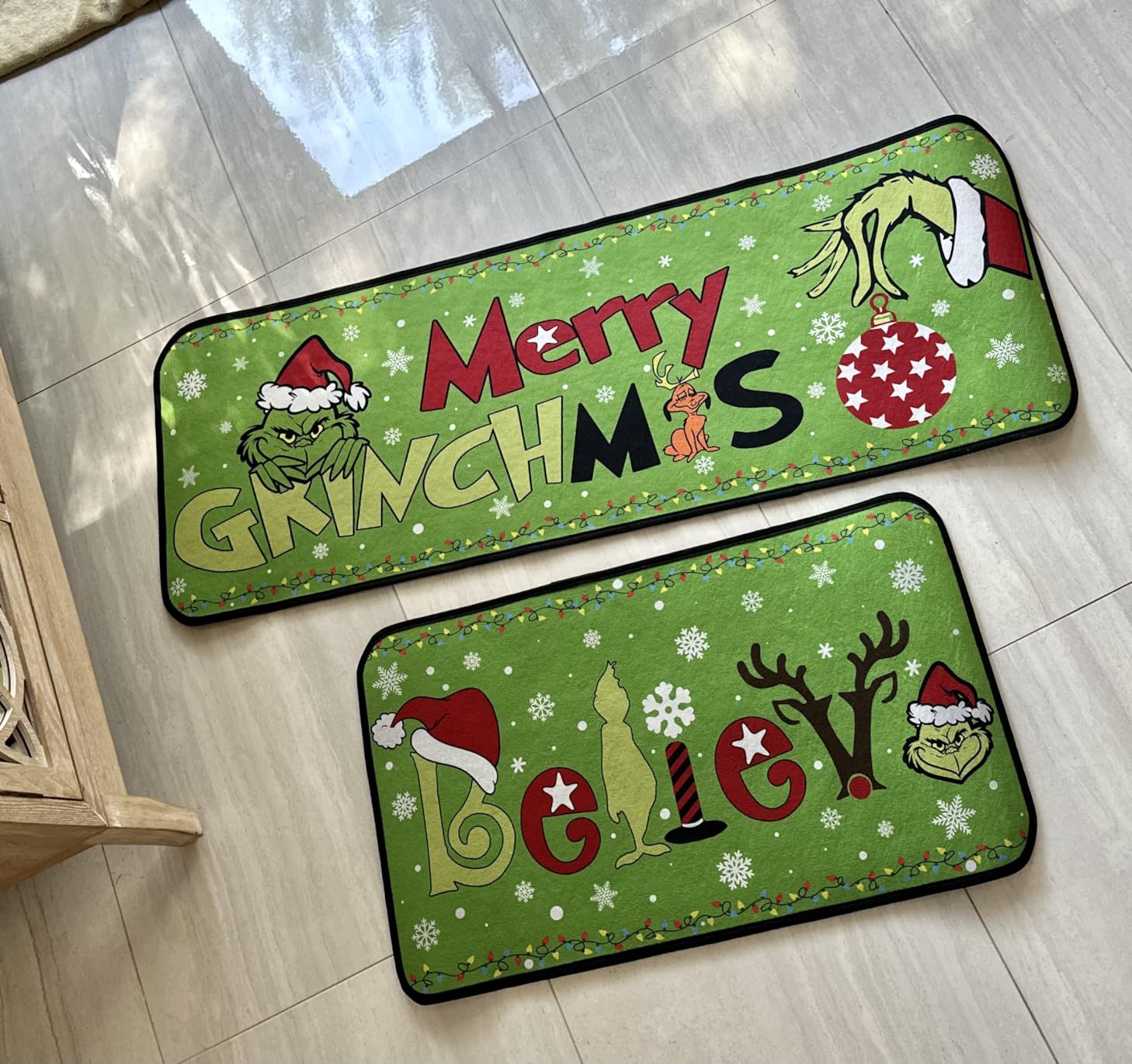 $6/mo - Finance Christmas Grinch Kitchen Mat Decor Believe Merry ...