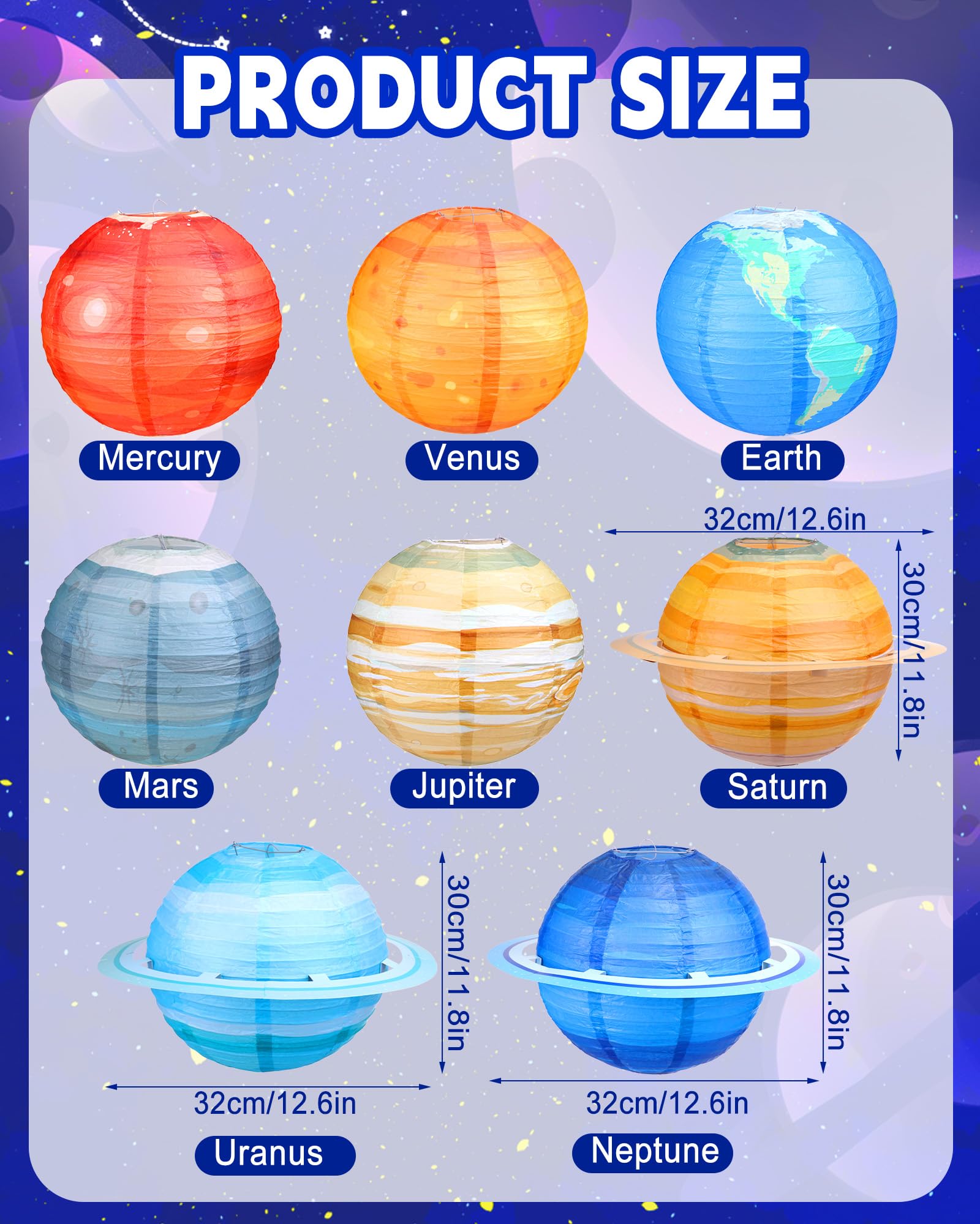 Snapklik.com : 24 Pcs 12 Inch Planet Paper Lanterns Outer Space Party ...