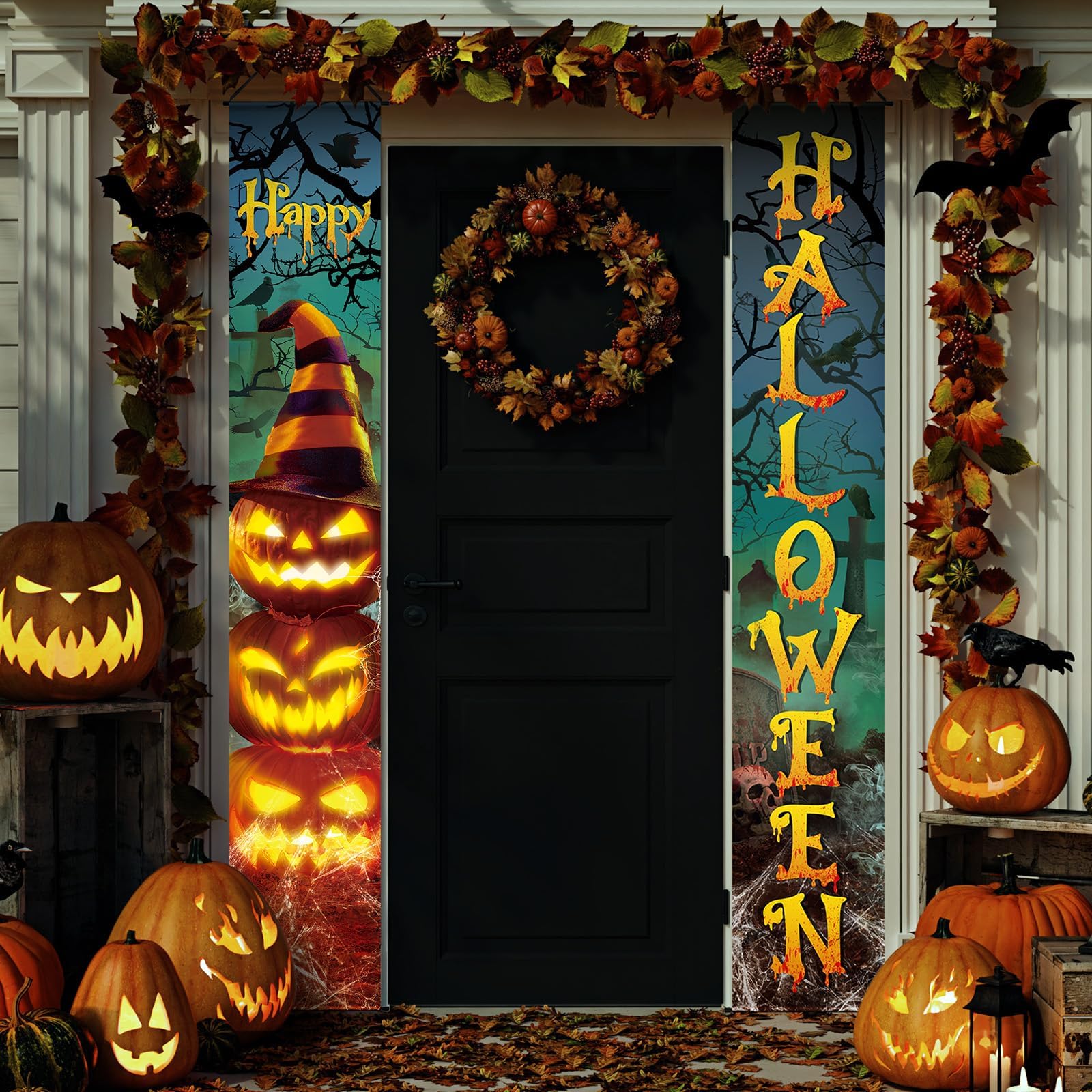 Amazon.com : AVOIN colorlife Halloween Hanging Banner Porch Sign 12 x ...