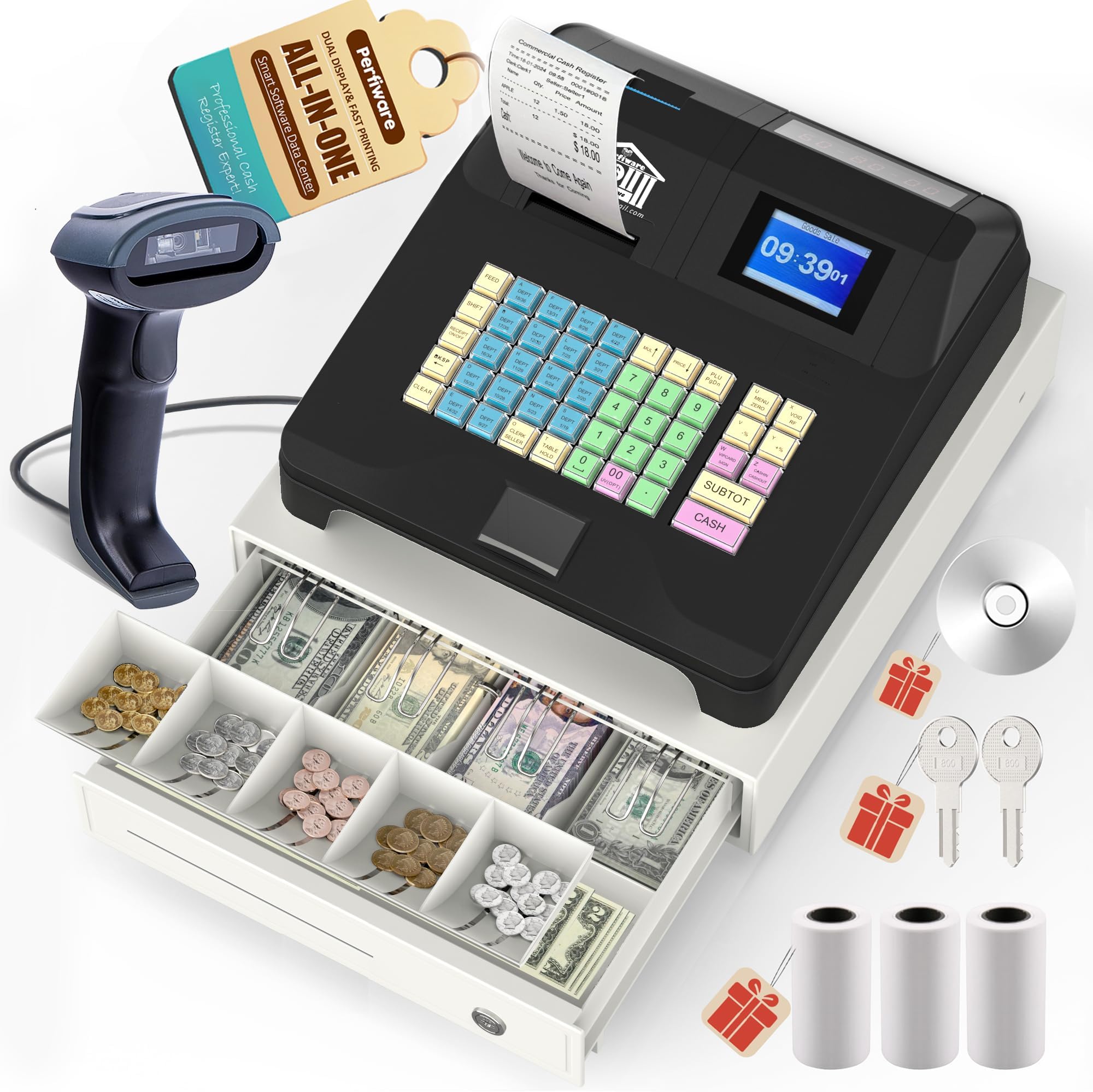 Amazon.com: Upgraded Cash Register for Small Businesses with Scanner ...