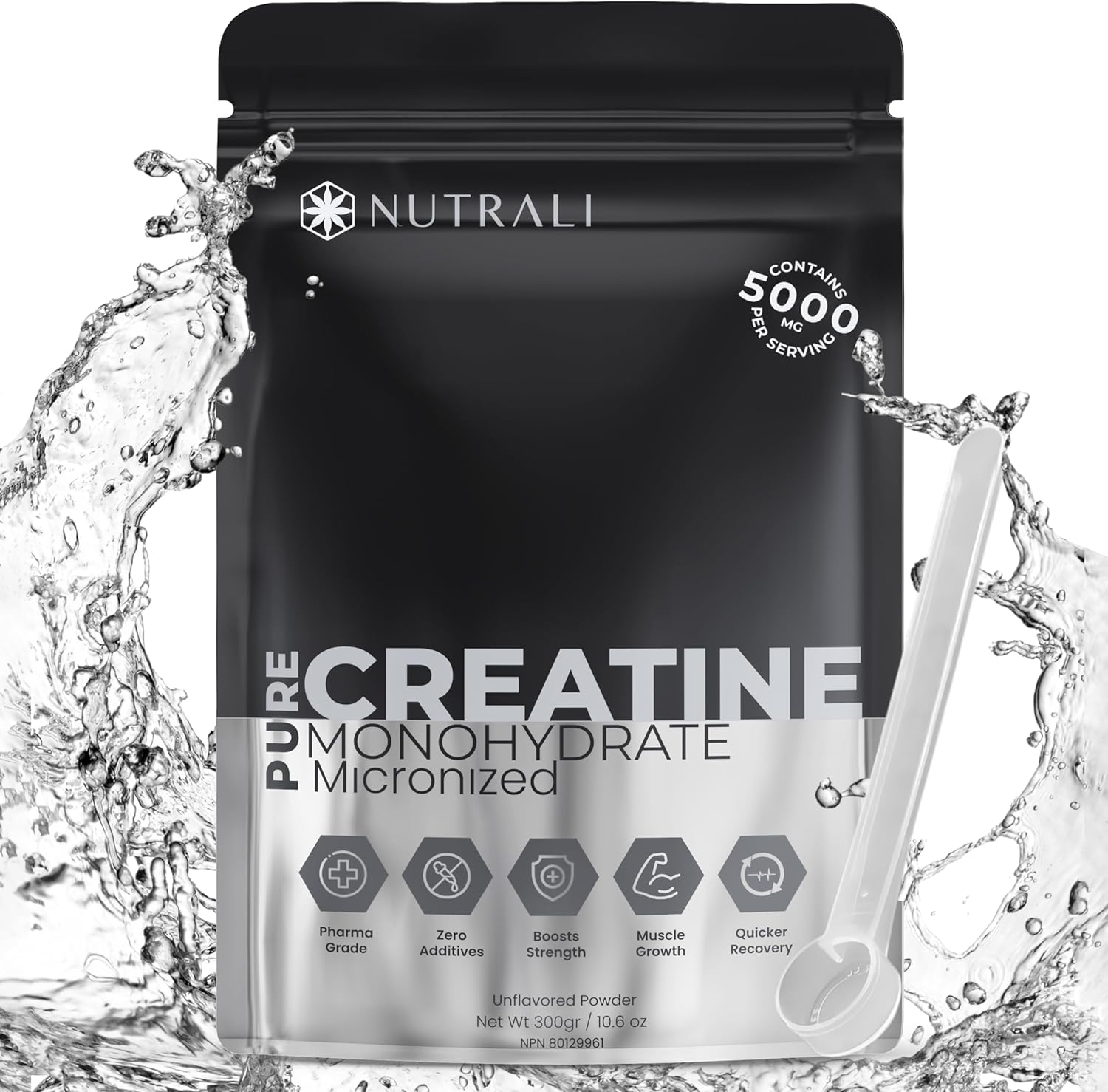 PURE CREATINE Monohydrate Powder 5000mg per scoop, 60 Servings ...
