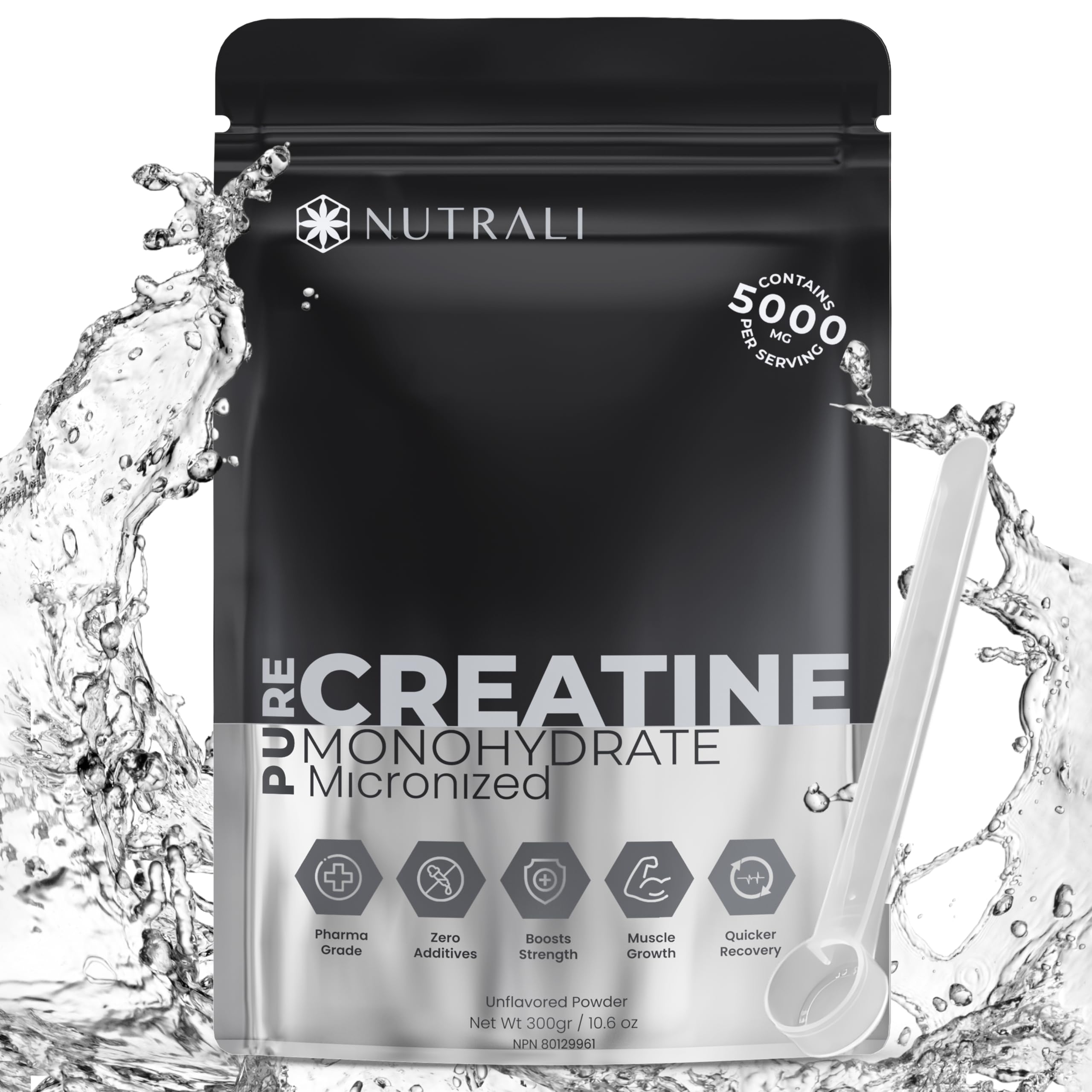 PURE CREATINE Monohydrate Powder 5000mg per scoop, 60 Servings ...