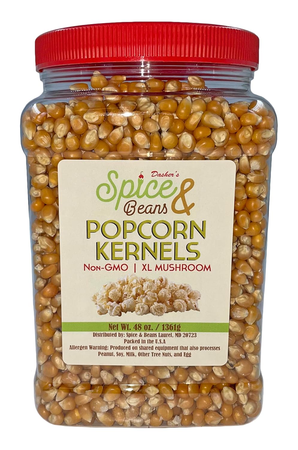 Amazon.com: Popcorn Kernels by Dasher's Spice & Beans | Non-GMO | XL ...