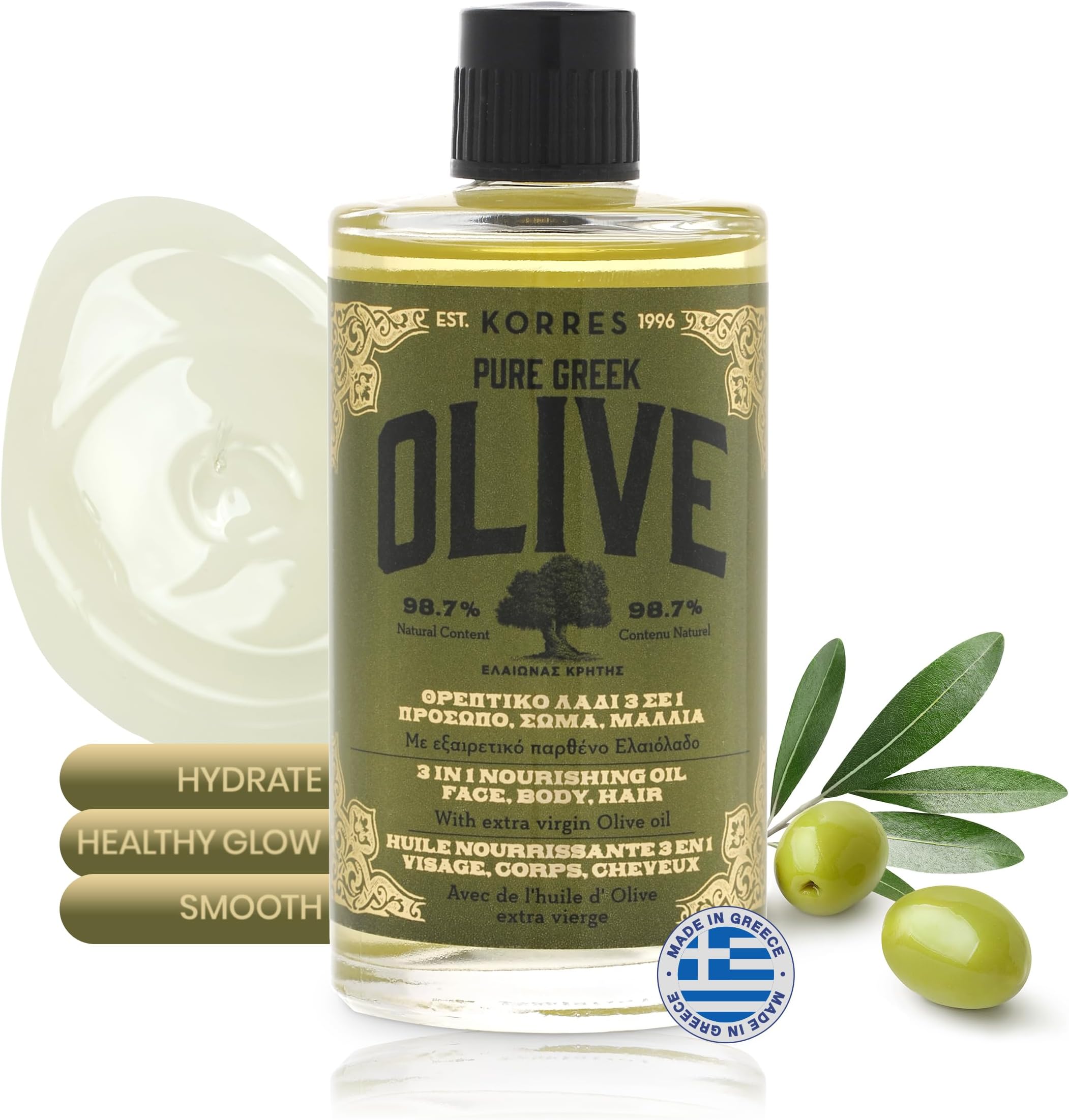Amazon.com: KORRES Extra Virgin Olive Oil for Face, Hair and Body ...