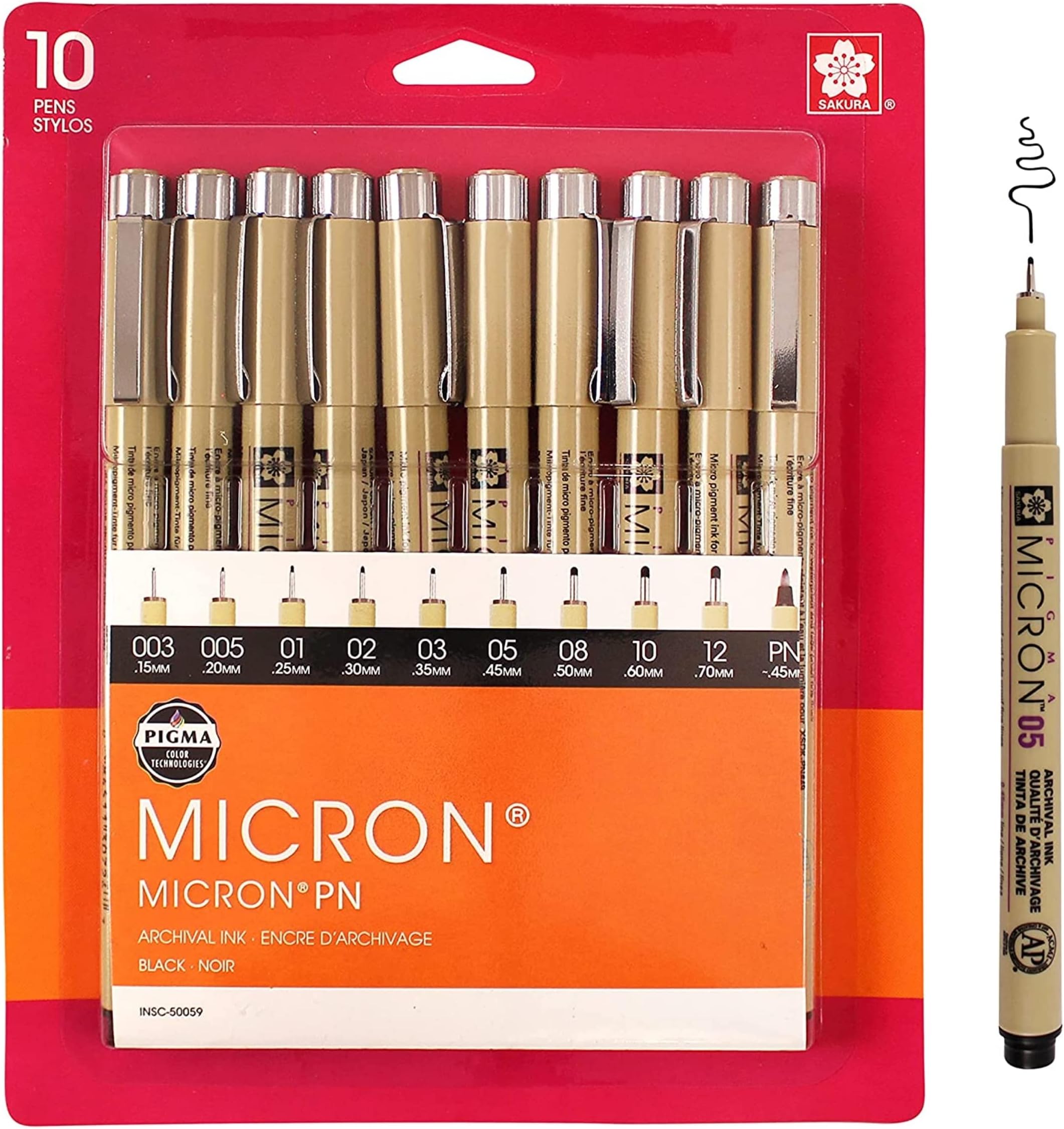 Sakura Pigma Micron Fineliner Pens - Archival Black Ink Pens - Pens for ...