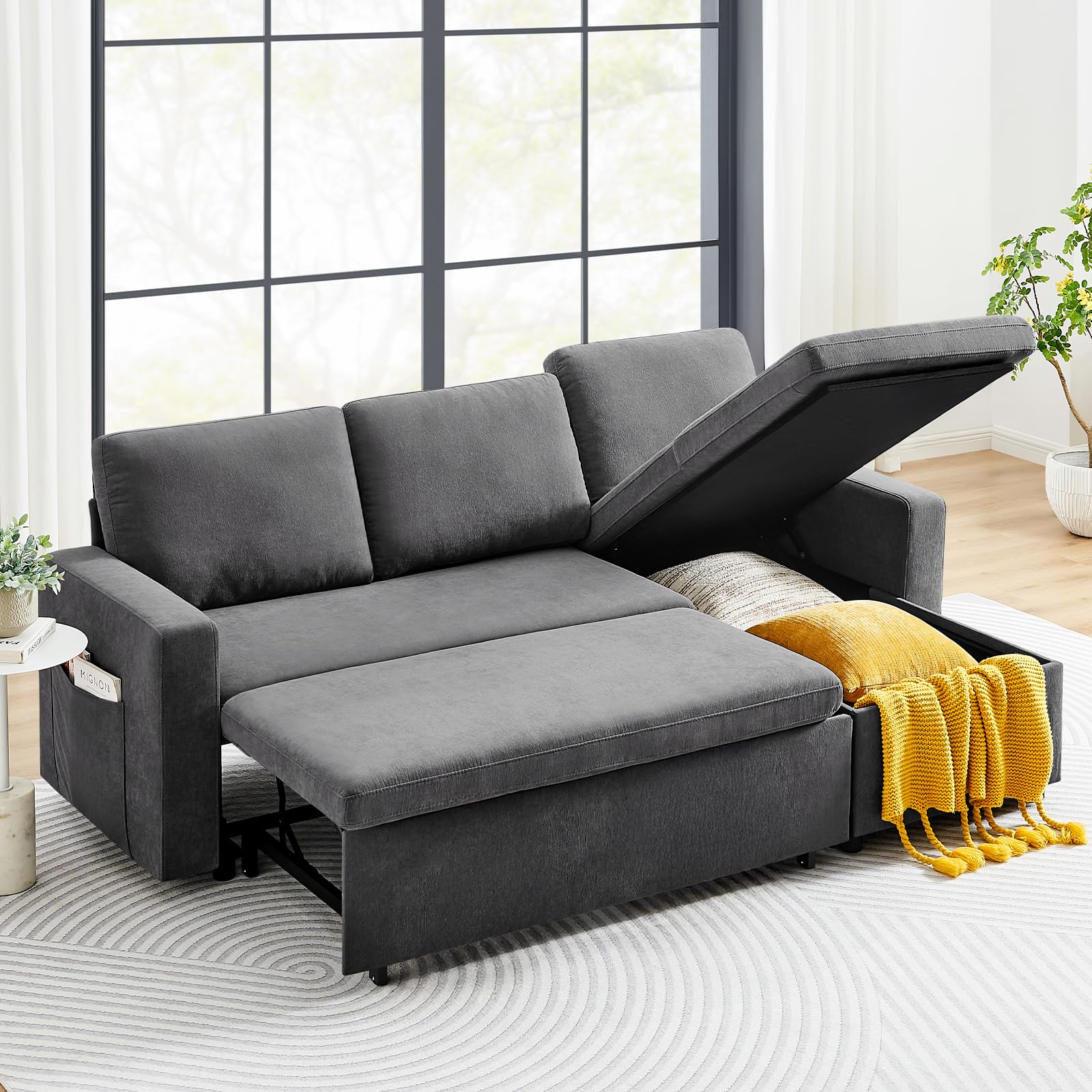 Amazon.com: Zelimon 85'' Sofa Bed with Detachable Chenille Cover ...