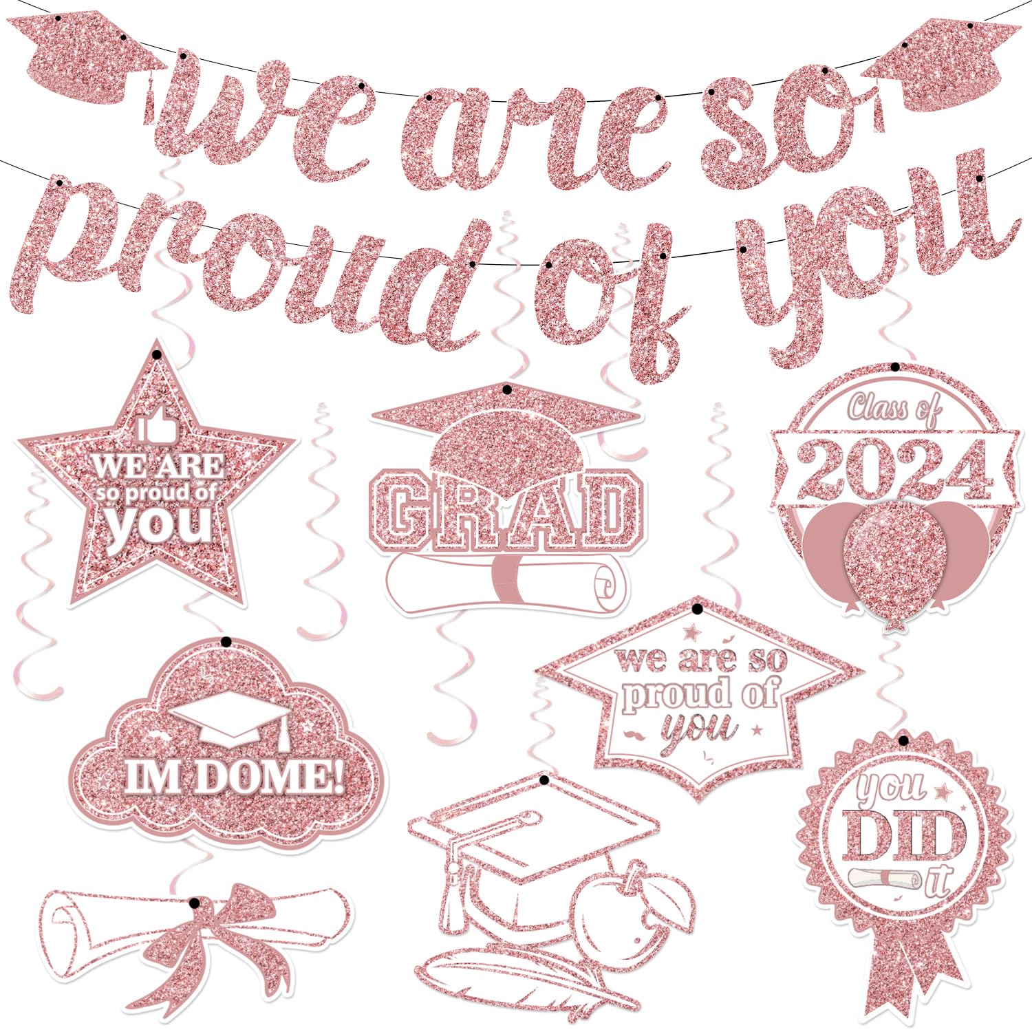 Amazon.com: GPWXYYY Pink Graduation Decorations Class of 2024 We are So ...