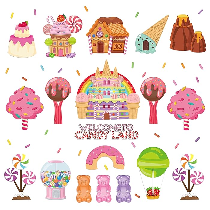 Buy B1ykin 50Pcs Candyland Classroom Bulletin Board Decorations Set ...