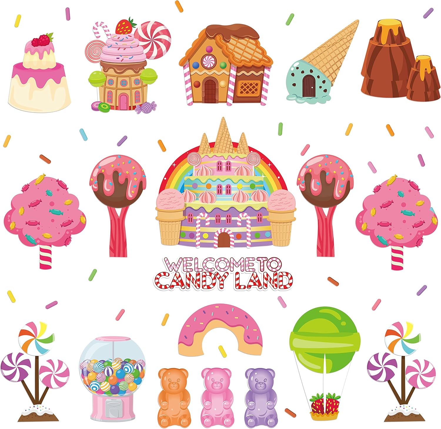 Amazon.com: B1ykin 50Pcs Candyland Classroom Bulletin Board Decorations ...