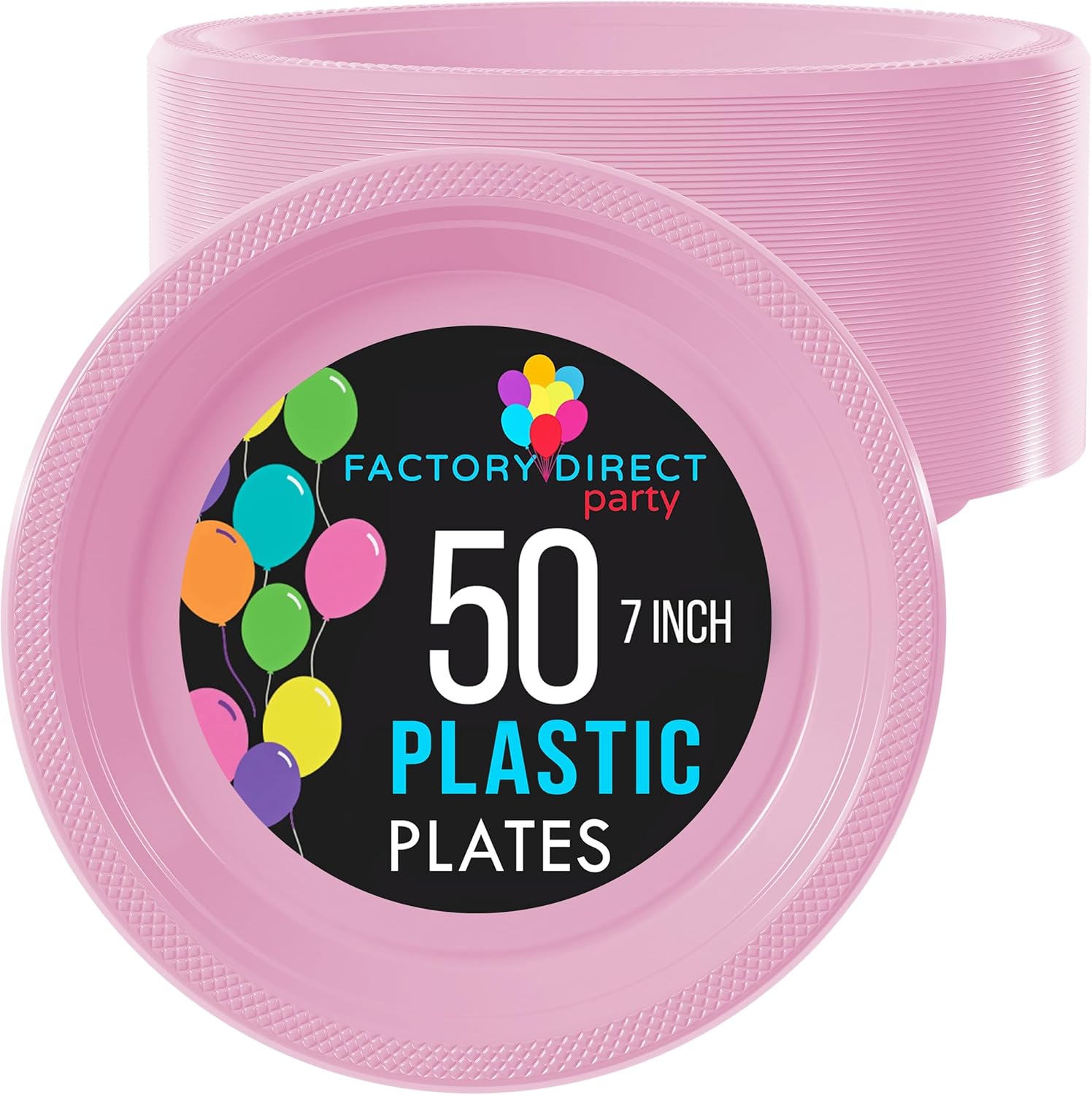 Amazon.com: Exquisite Party Solids Pink Plastic Plates For Party ...