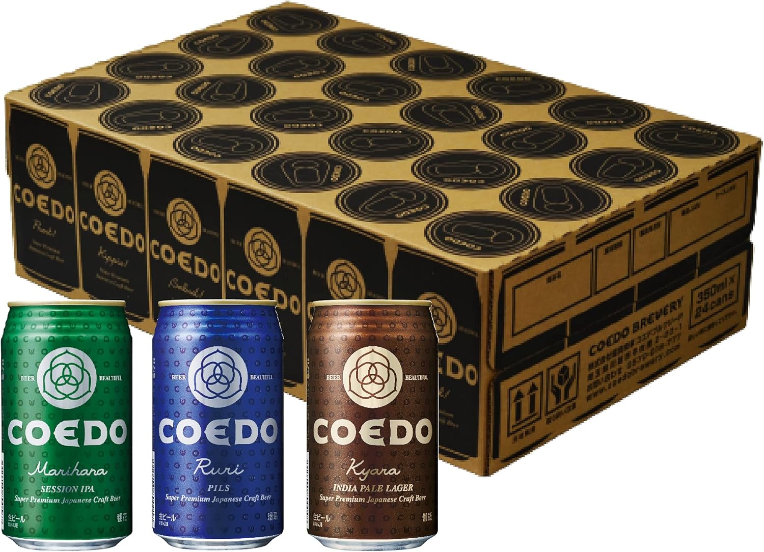 Amazon.co.jp: COEDO コエドビール カジュアルセット (缶 350ml 瑠璃 伽羅 毬花 3種 飲み比べ 24本) : 食品・飲料・お酒