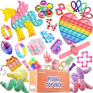 Amazon.com: 40 Pcs Fidget Toys Pack for Girls, Sensory Toys Poppers Set for Kids Adults with ...