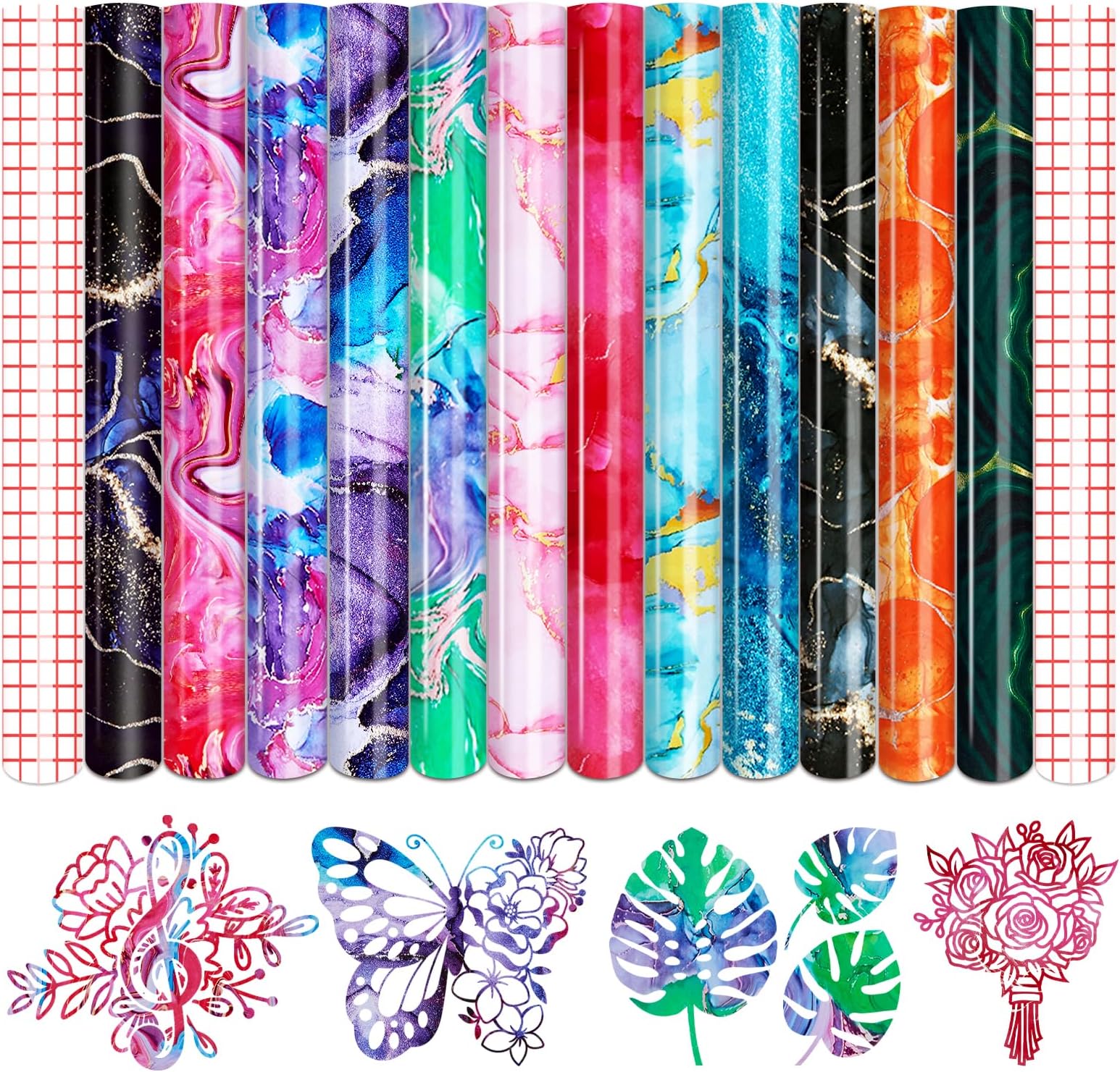 HTVRONT Transfer Tape for Vinyl - 12" x 30 Feet W/Blue Alignment Grid ...