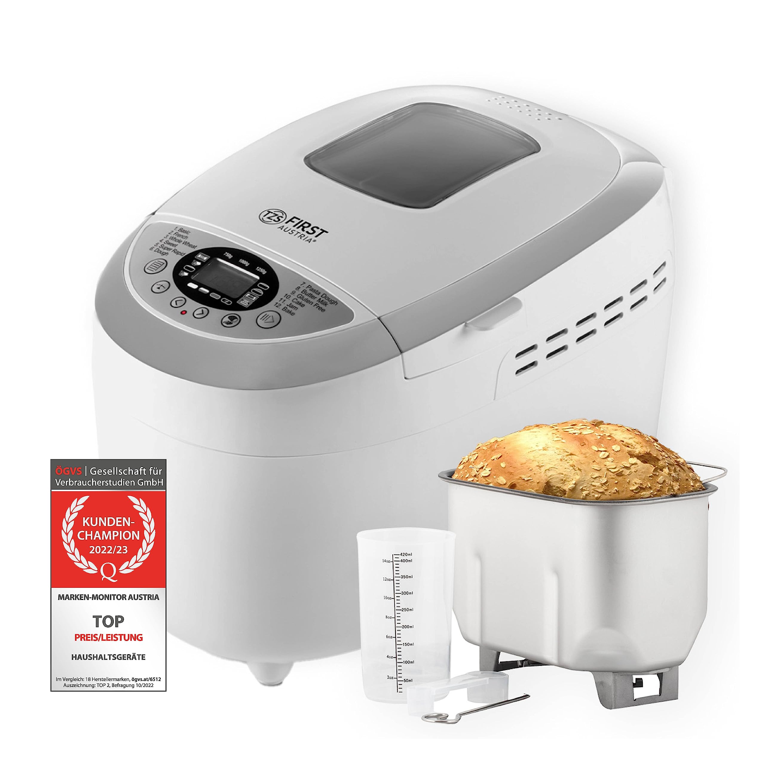 Amazon.de: TZS First Austria Brotbackautomat | automatisch 750g-1250g ...