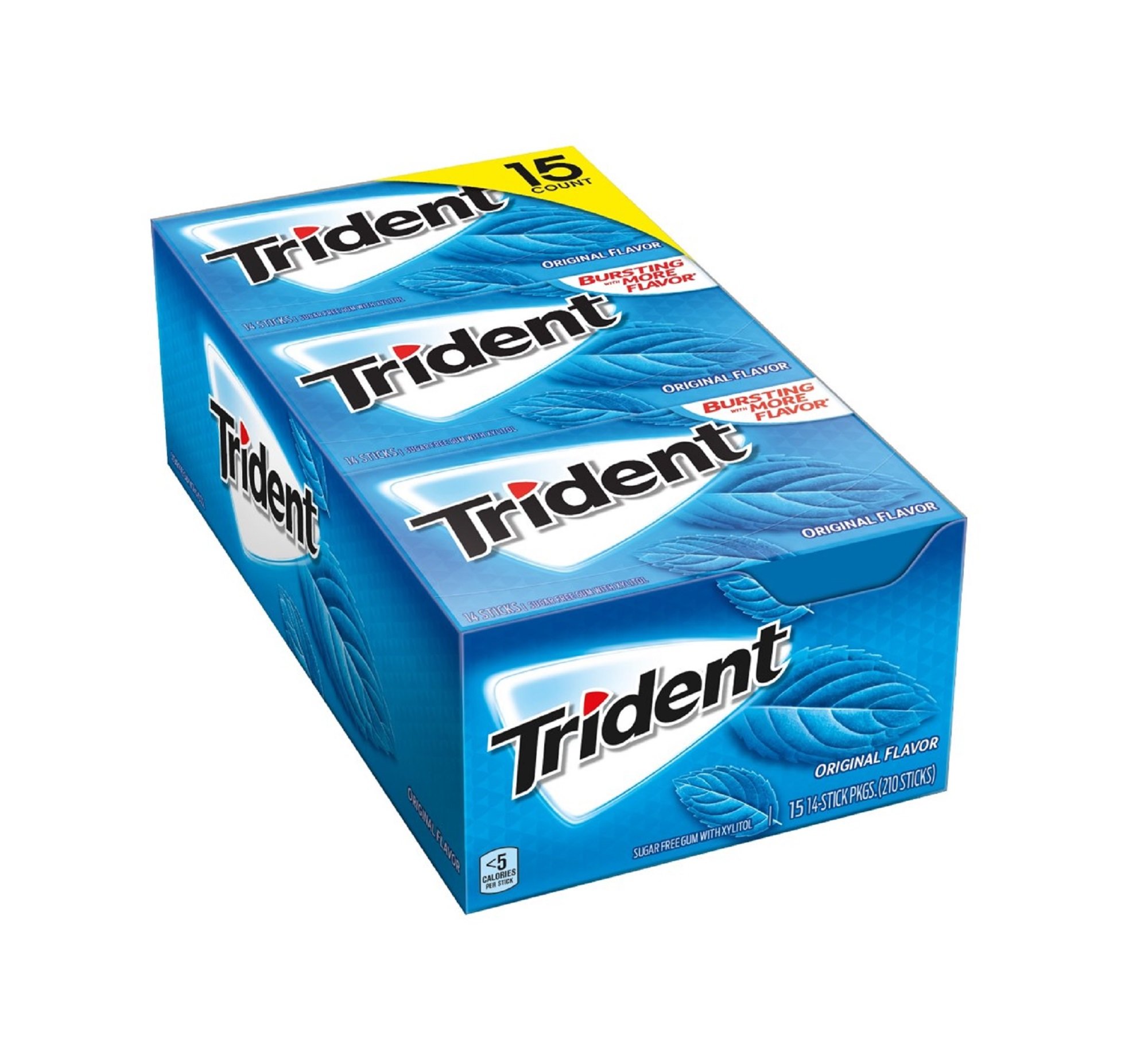 TRIDENT Trident Original Sugar Free Chewing Gum 14 Stick Pack Box of 15 ...