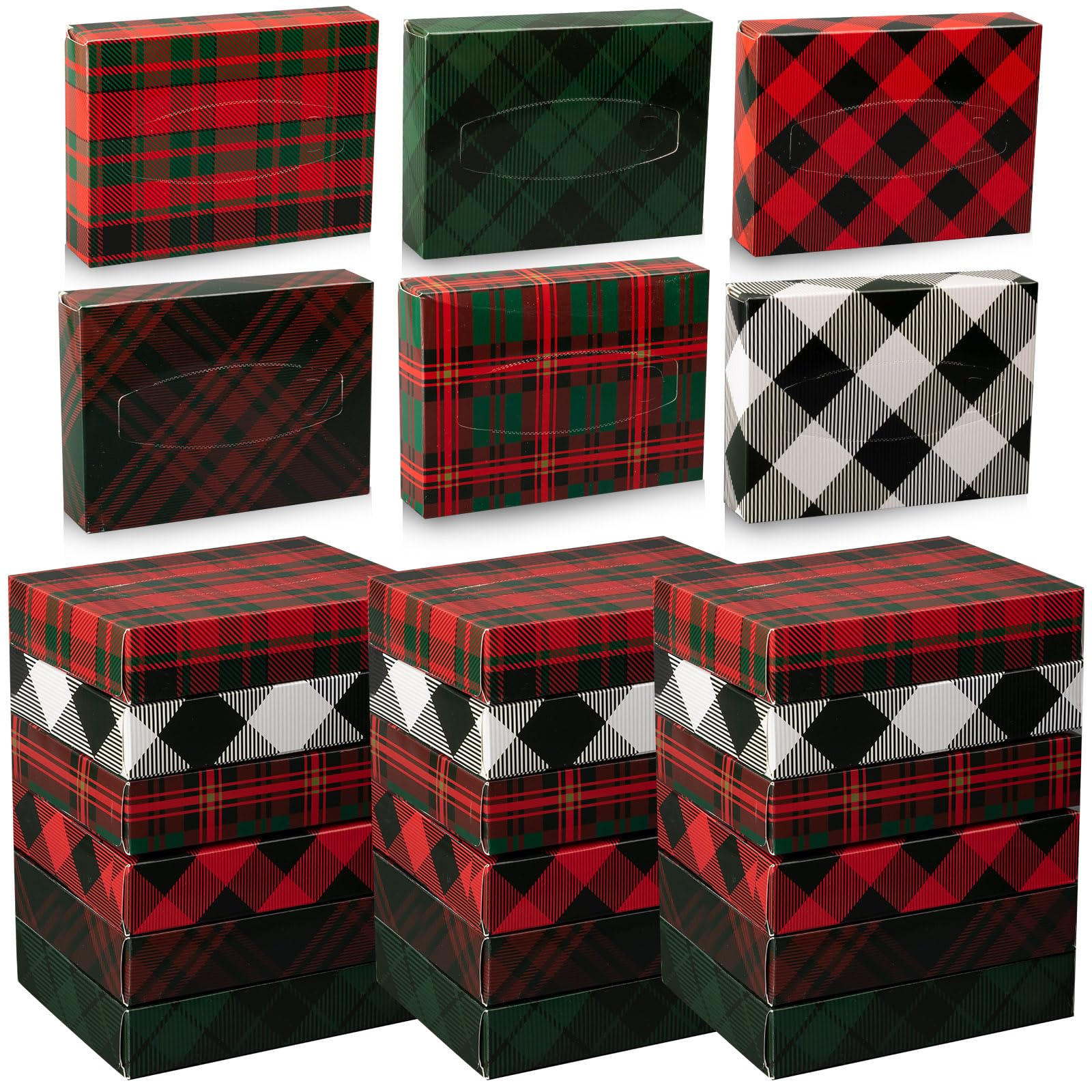 Umigy 30 Packs Christmas Plaid Facial Tissues Cube Box 40 Sheets Per ...