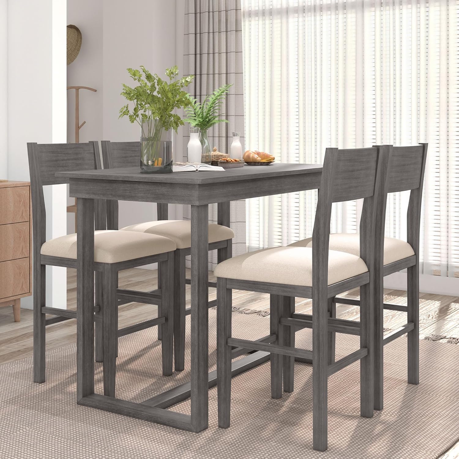 Amazon.com - Merax Wood 5 Piece Dining Room Table Set with Chairs of 4 ...
