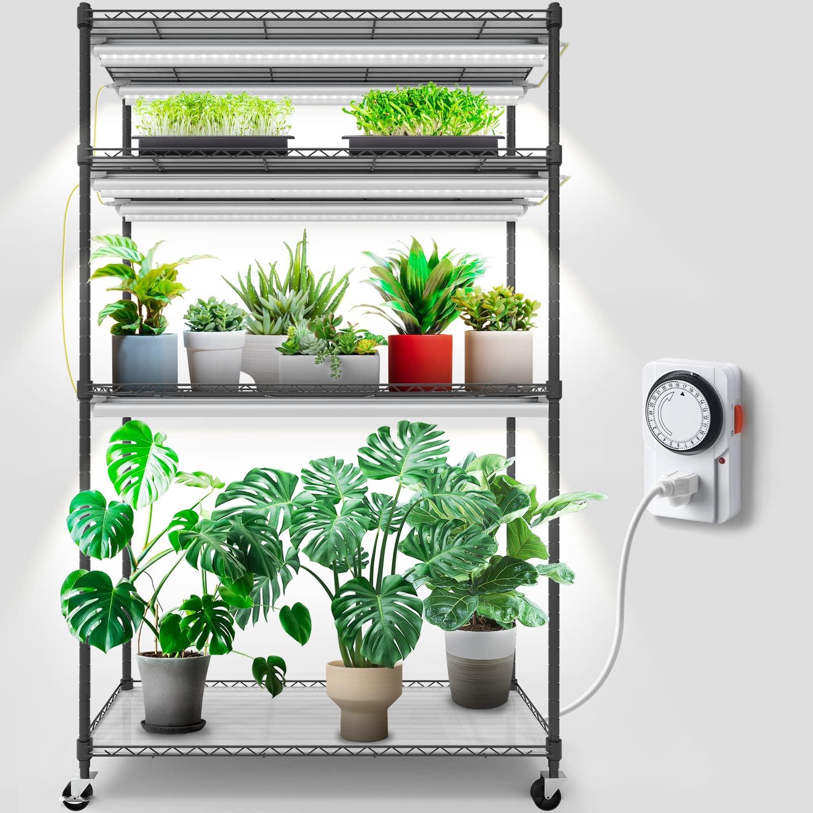 Amazon.com: Barrina Plant Stand with Grow Light, 3FT T5 5000K 36W 3 ...