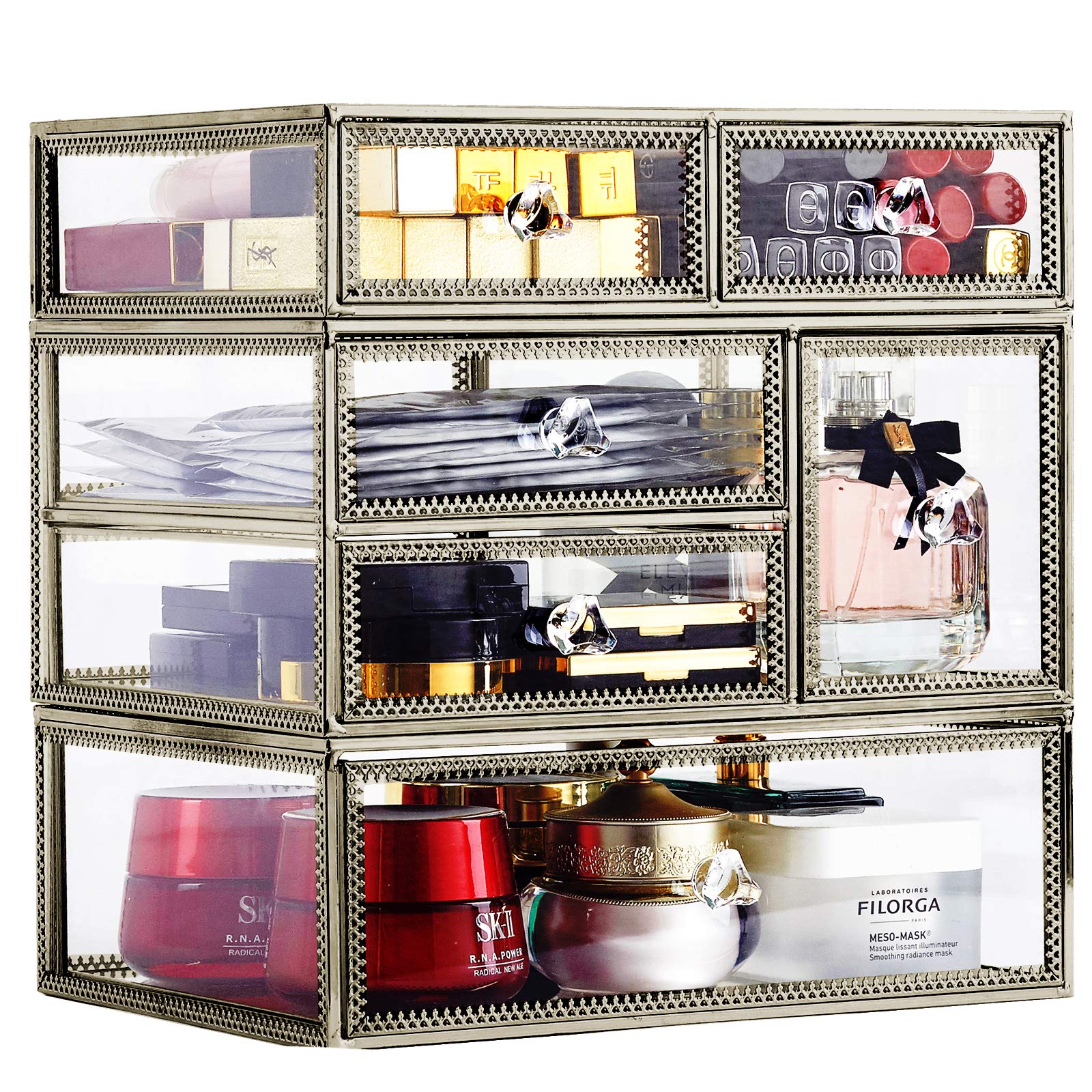 Amazon.com: Hersoo Antique Stackable Mirror Glass Display/Makeup ...