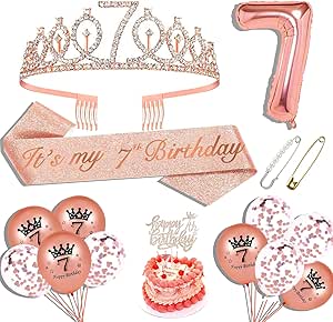Amazon.com: 7th Birthday Decorations for Girls, 7th Birthday Sash, 7th ...