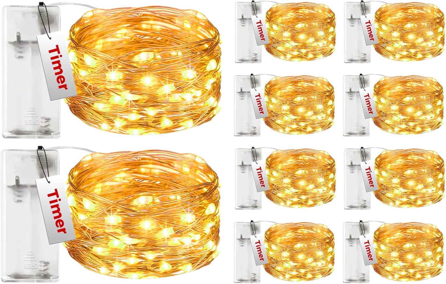 Amazon.com: btfarm 10 Pack Fairy Lights Battery Operated with Timer ...
