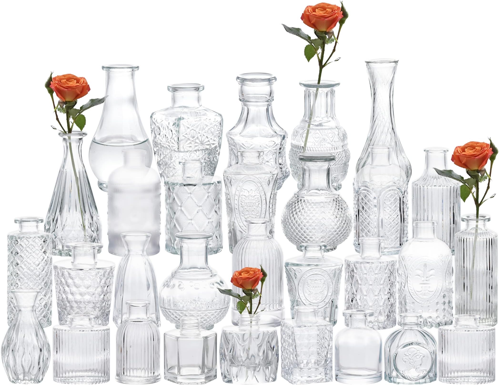 Amazon.com: Glass Bud Vases Set of 30 - Small Clear Vases for Flowers ...