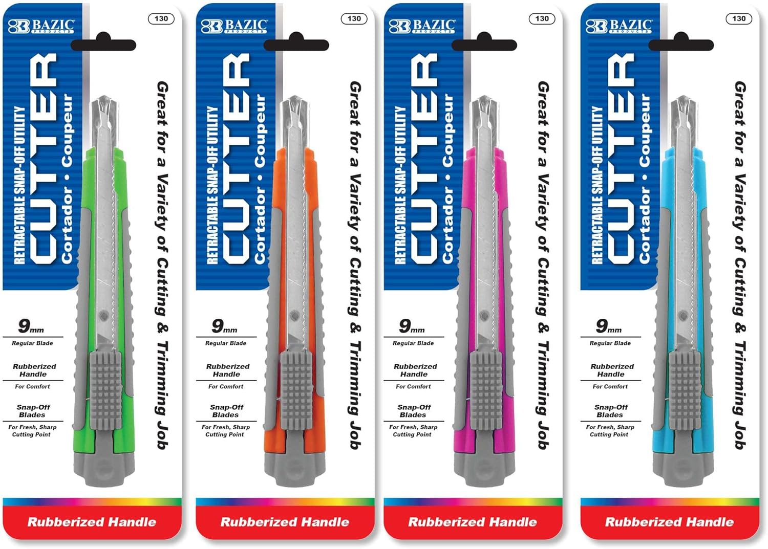 Amazon.com: BAZIC Utility Knife Box Cutter 9 mm Blade, Rubber Grip ...