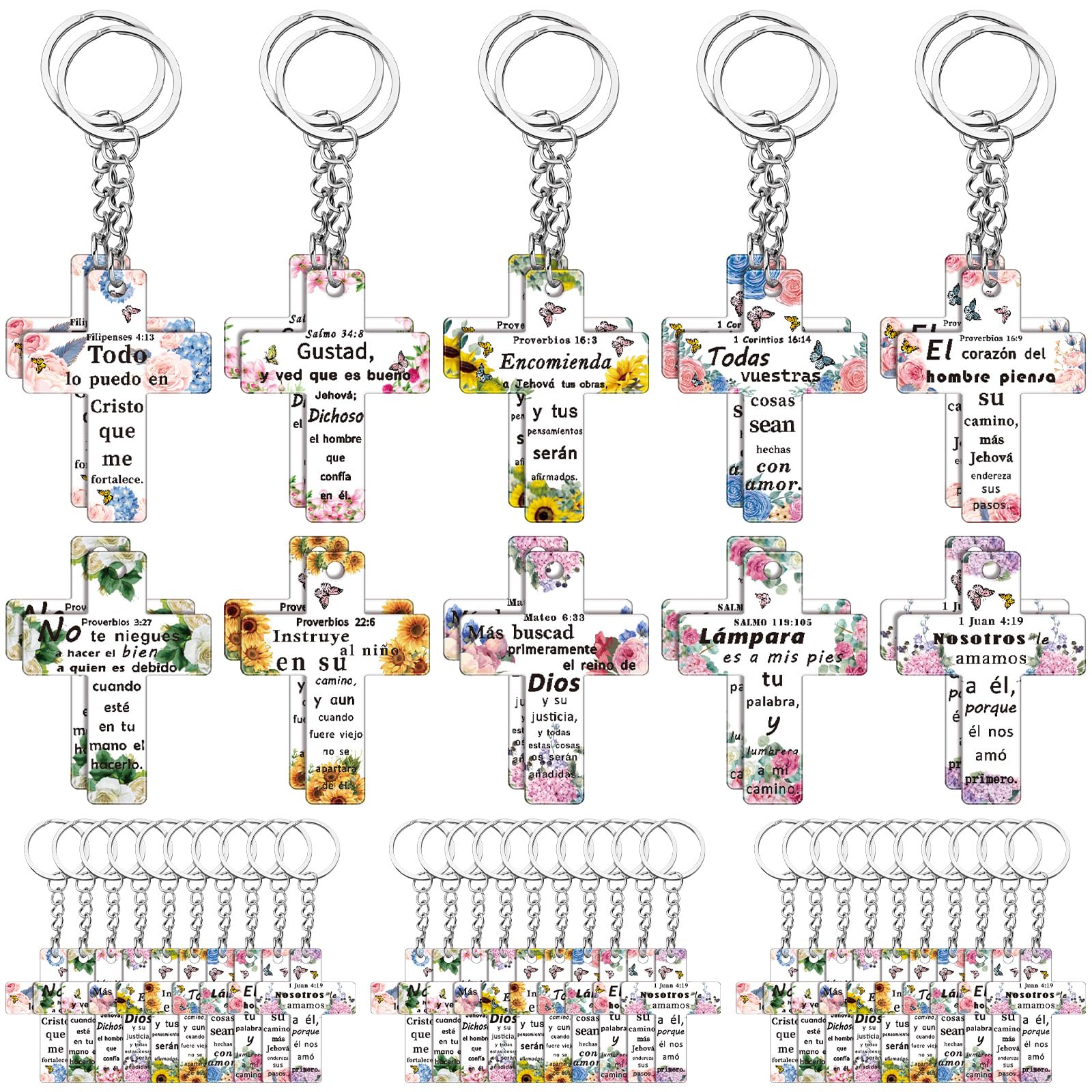 Sureio 50 Pcs Christian Keychain Gifts Acrylic Bible Verse Scripture ...