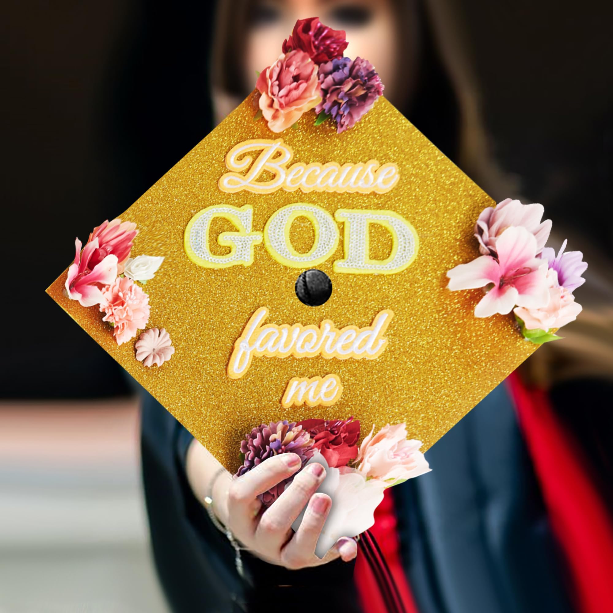 Snapklik.com : GRADWYSE Gold Glitter Graduation Cap Topper