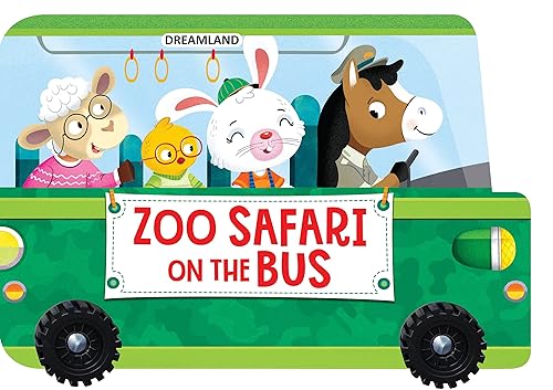 Zoo Safari on the Bus- A Shaped Board book with Wheels : Dreamland ...